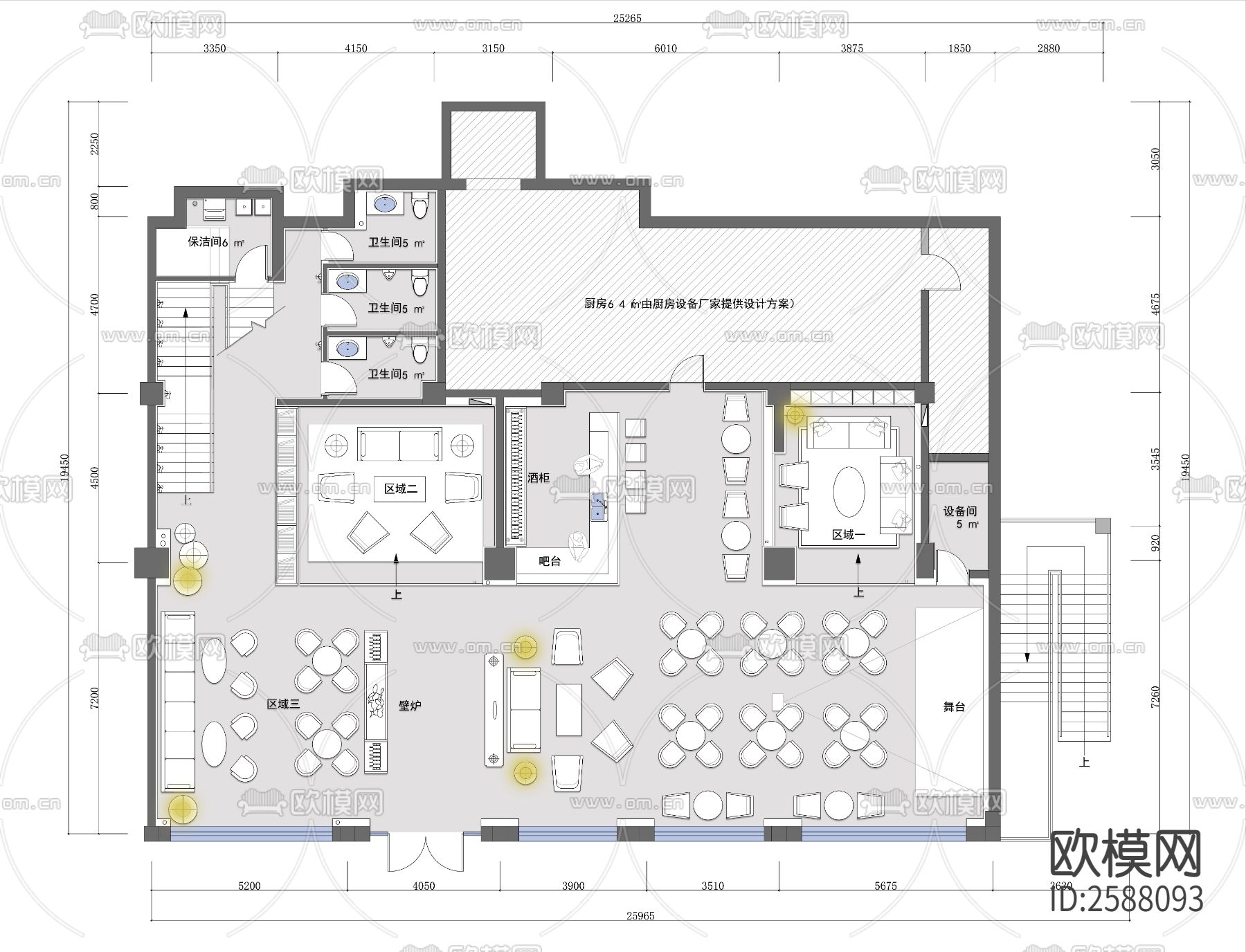 KTV平面布置图cad施工图-免费3dmax模型库-欧模网