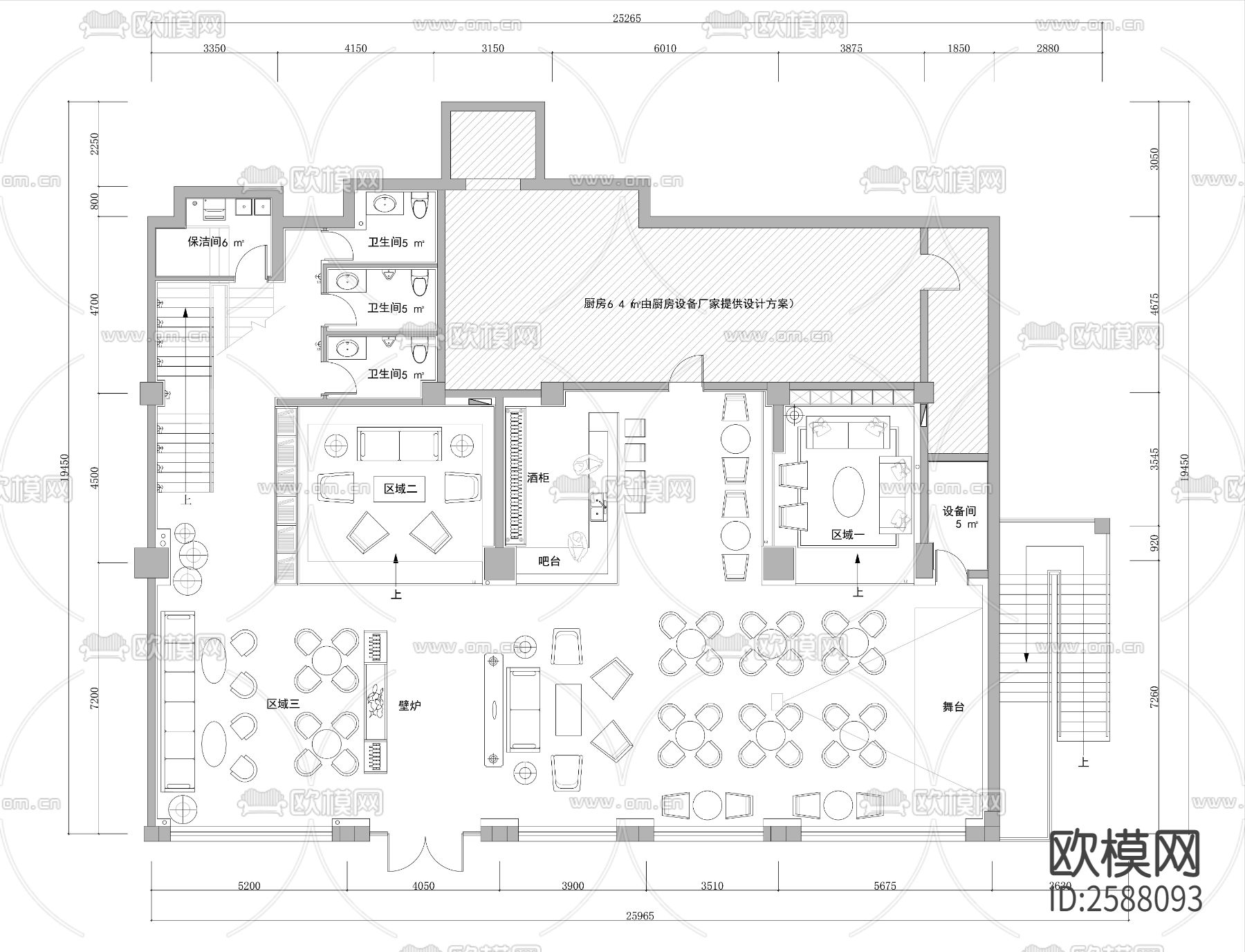KTV平面布置图cad施工图-免费3dmax模型库-欧模网