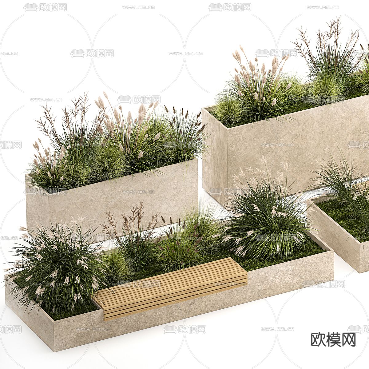 花坛座椅 花池3d模型下载_ID14038669_3dmax免费模型-欧模网