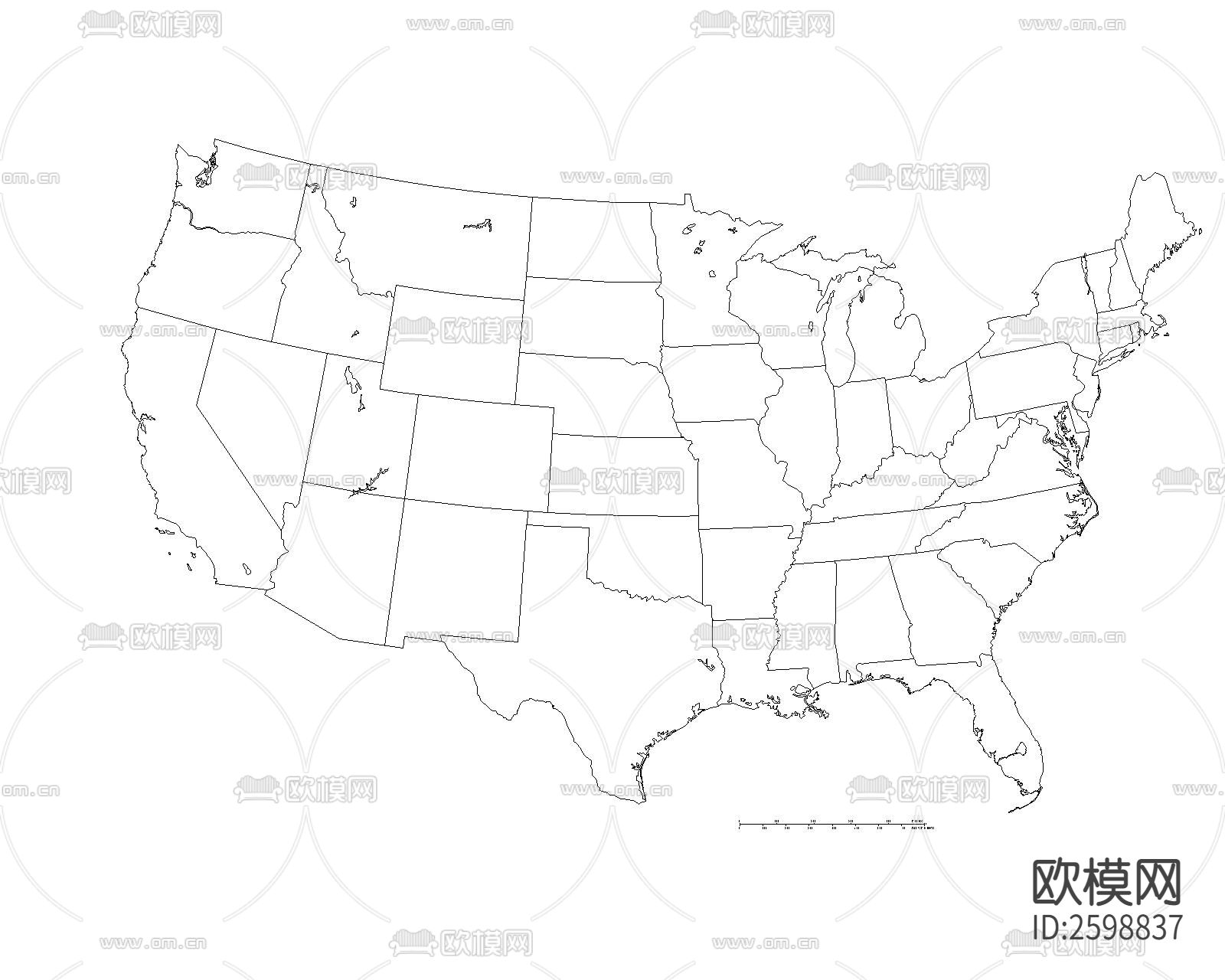 美国地图CAD施工图-免费3dmax模型库-欧模网