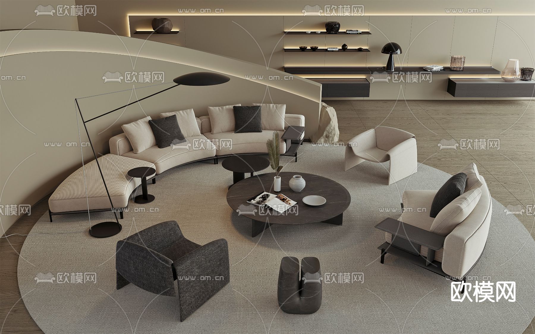 Poliform 组合沙发3d模型下载_ID14049300_3dmax免费模型-欧模网