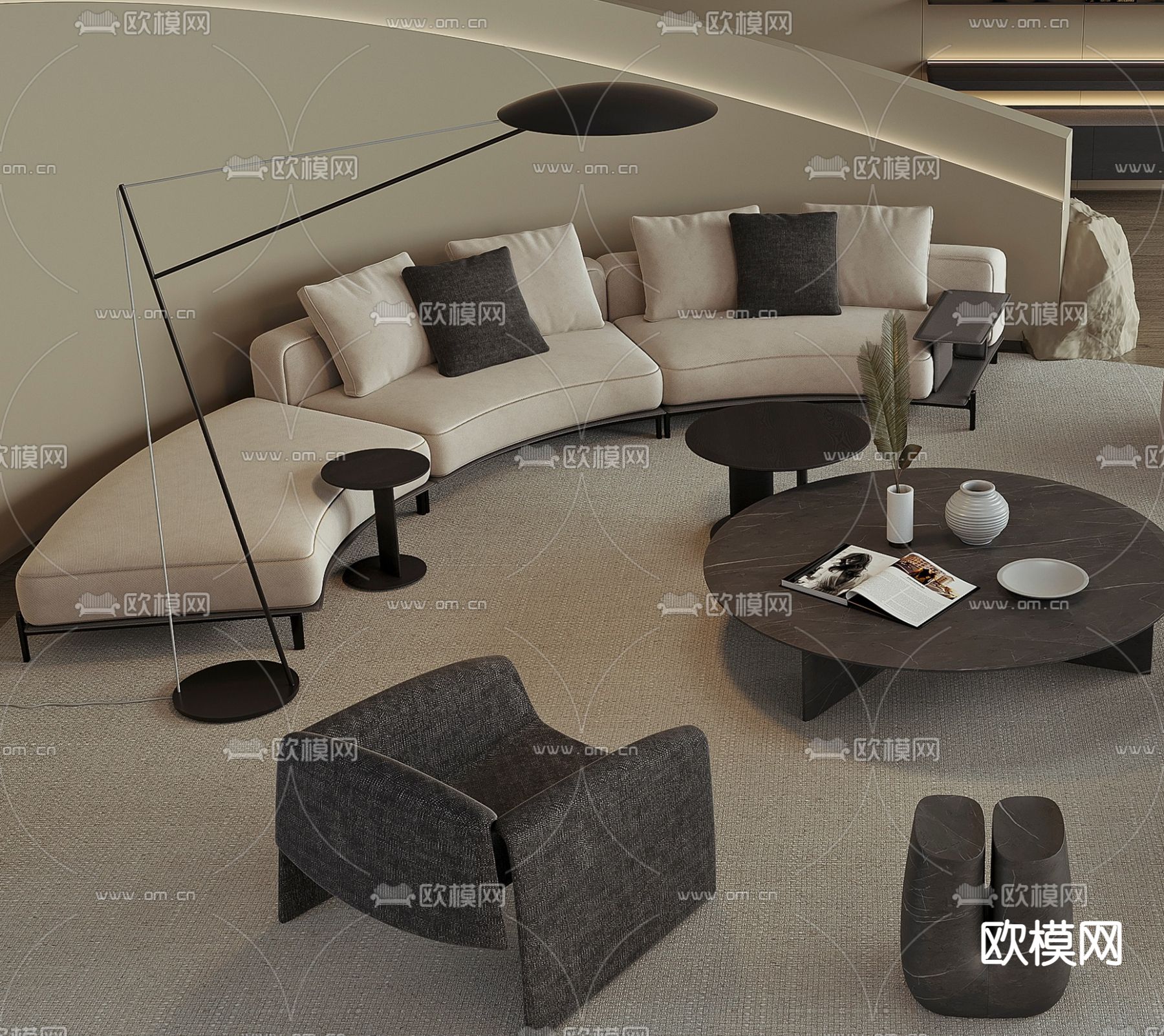 Poliform 组合沙发3d模型下载_ID14049300_3dmax免费模型-欧模网
