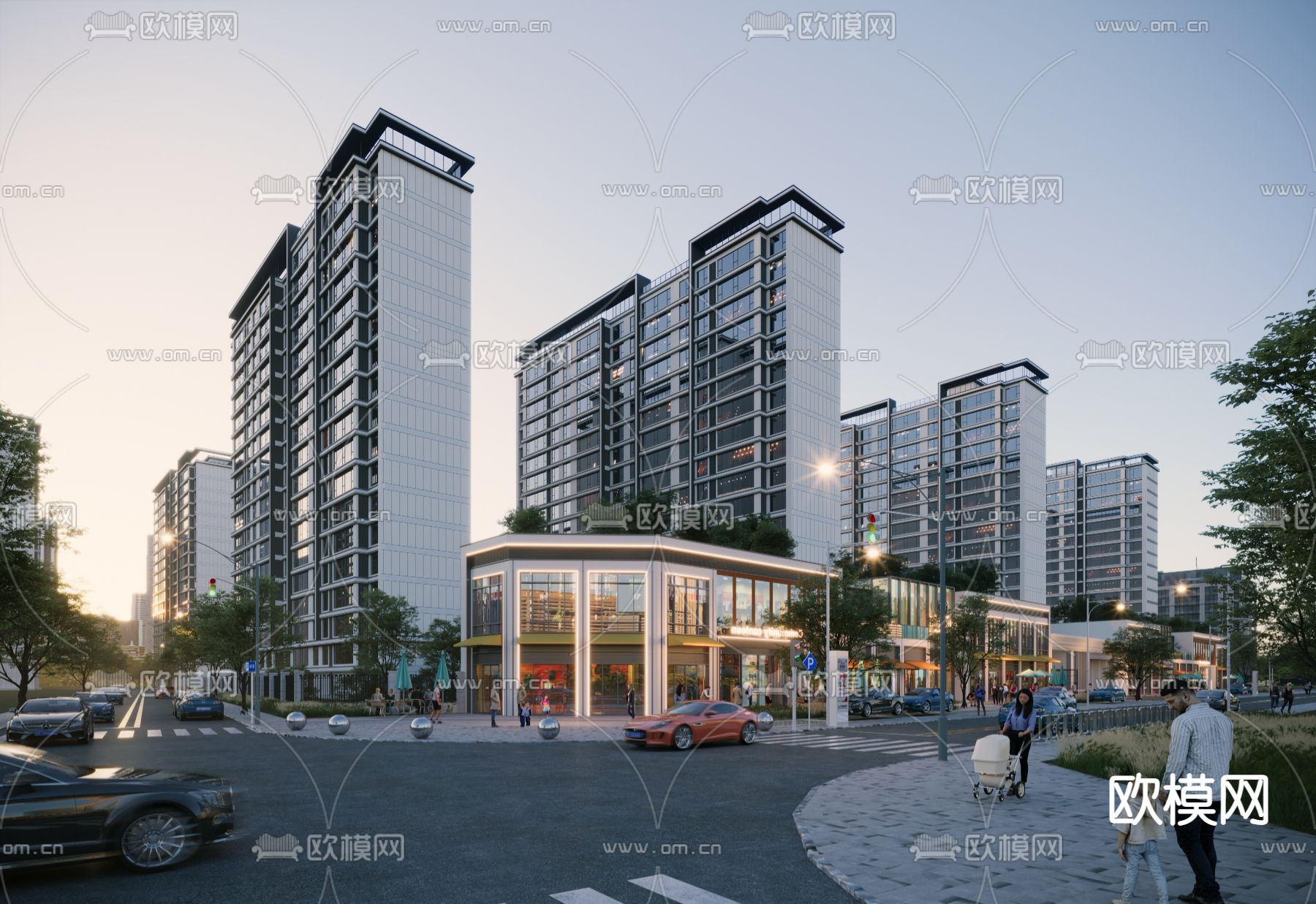 高层住宅 建筑外观3d模型下载_ID14054957_3dmax免费模型-欧模网