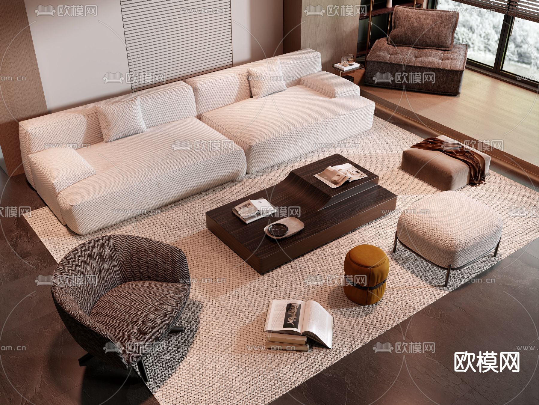 Minotti 米洛提 组合沙发su模型下载_ID14062893_sketchup模型下载-欧模网