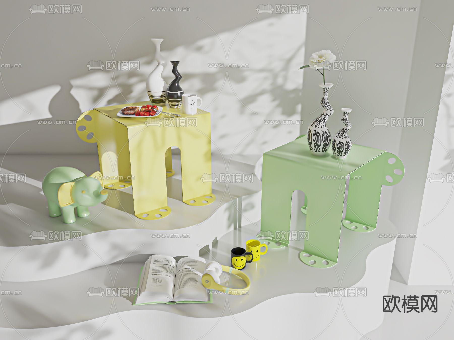 卡通边几 角几3d模型下载_ID14064359_3dmax免费模型-欧模网