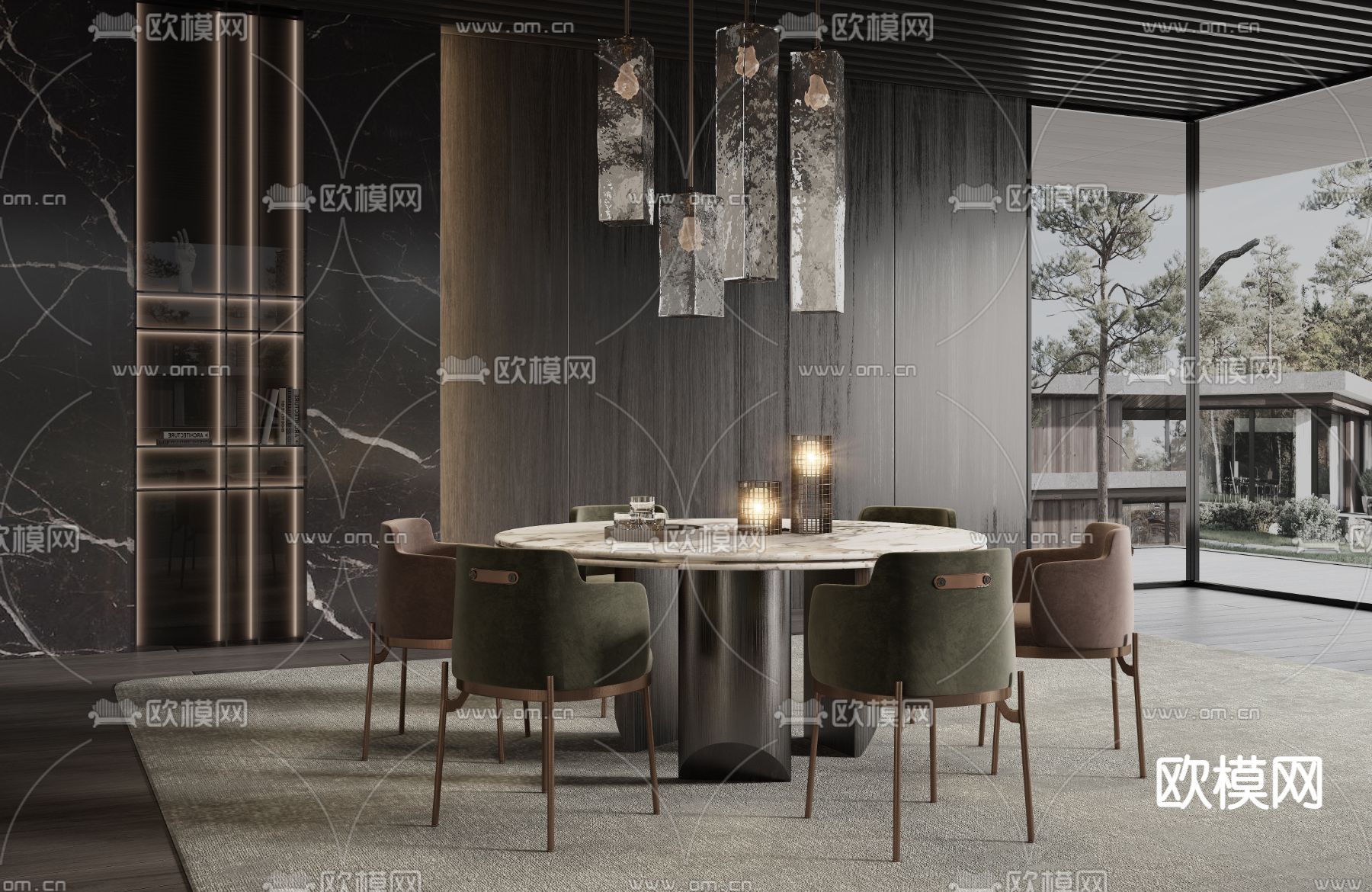 Minotti 餐桌椅3d模型下载_ID14065500_3dmax免费模型-欧模网