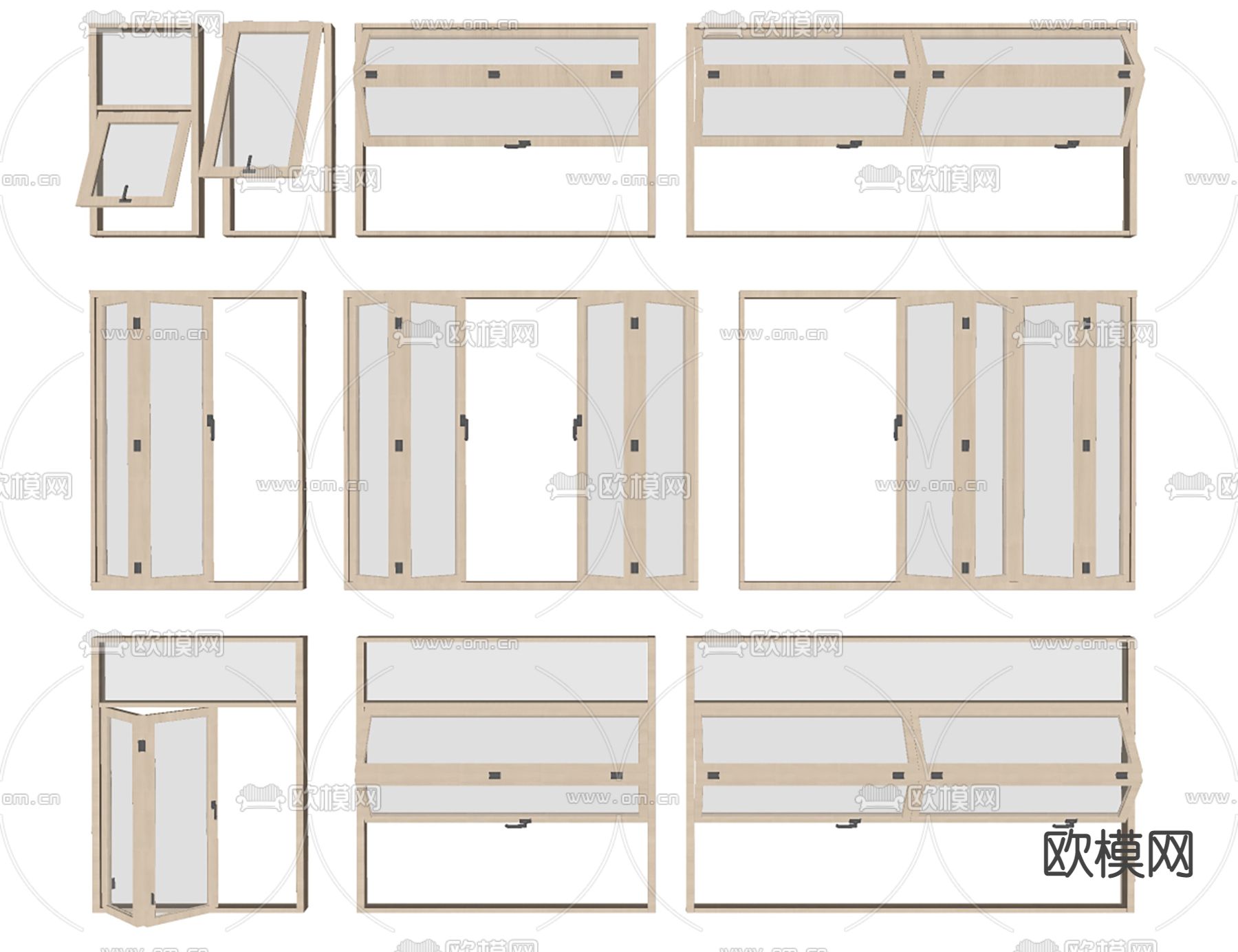 现代折叠窗su模型下载_ID14069925_sketchup模型下载-欧模网