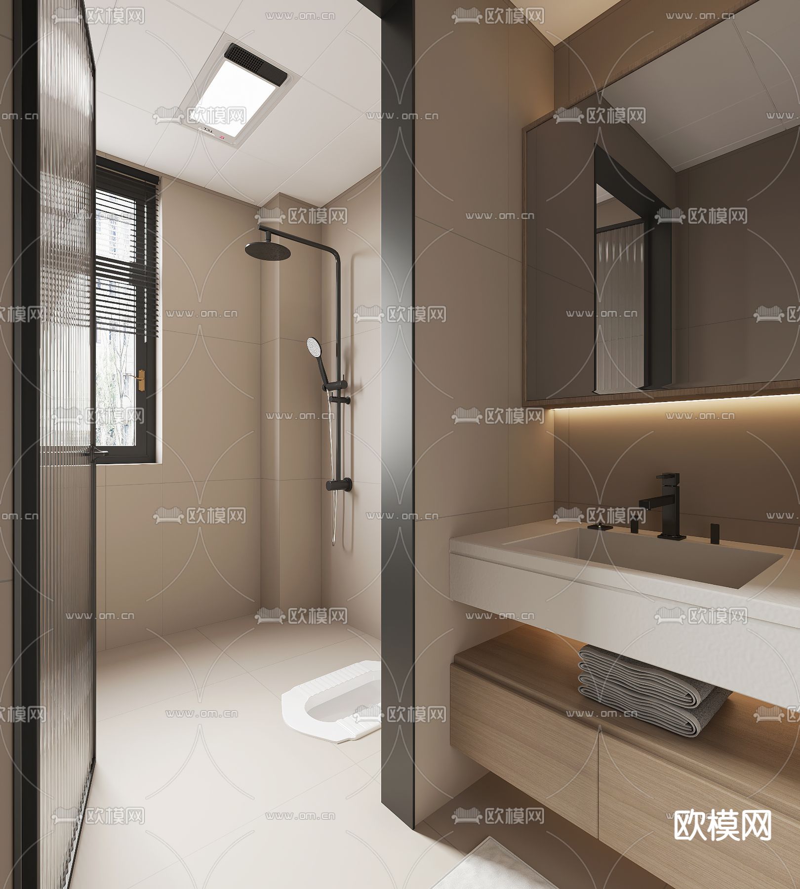 侘寂风卫生间 浴室3d模型下载_ID14084051_3dmax免费模型-欧模网