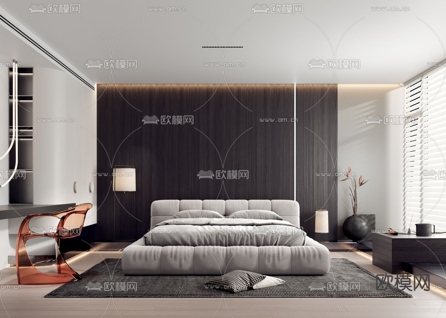 Minotti 现代卧室su模型下载_ID14084025_sketchup模型下载-欧模网