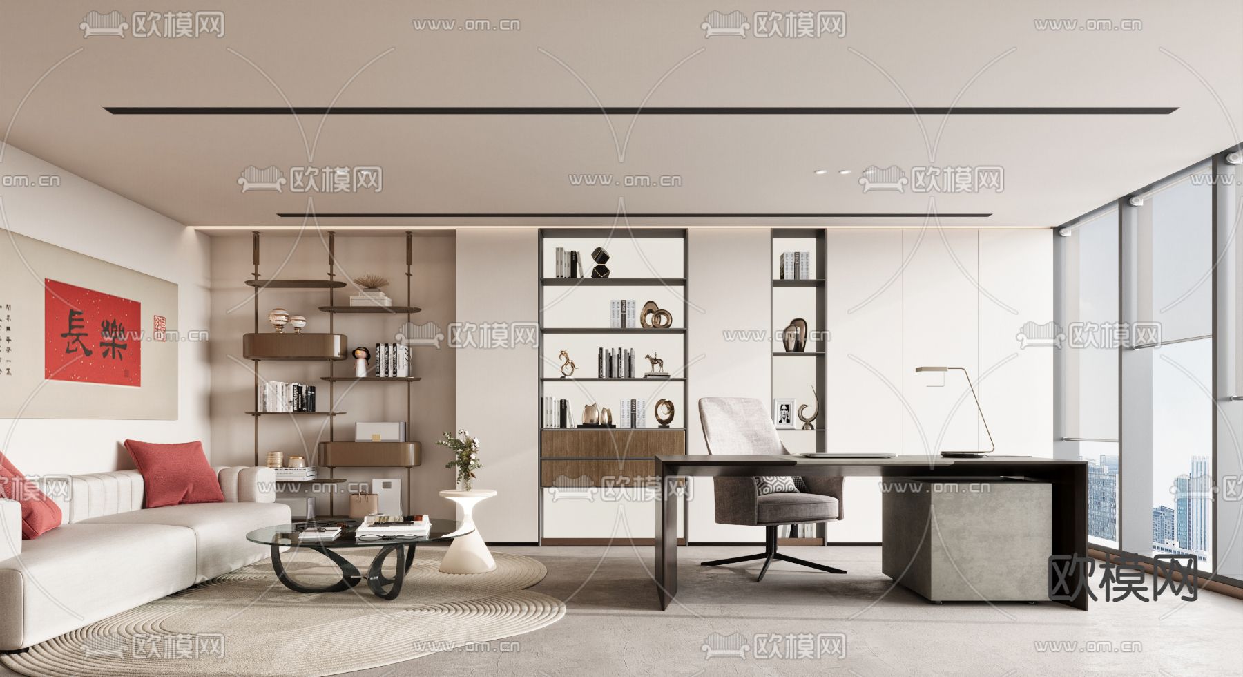总经理室 董事长室3d模型下载_ID14086860_3dmax免费模型-欧模网