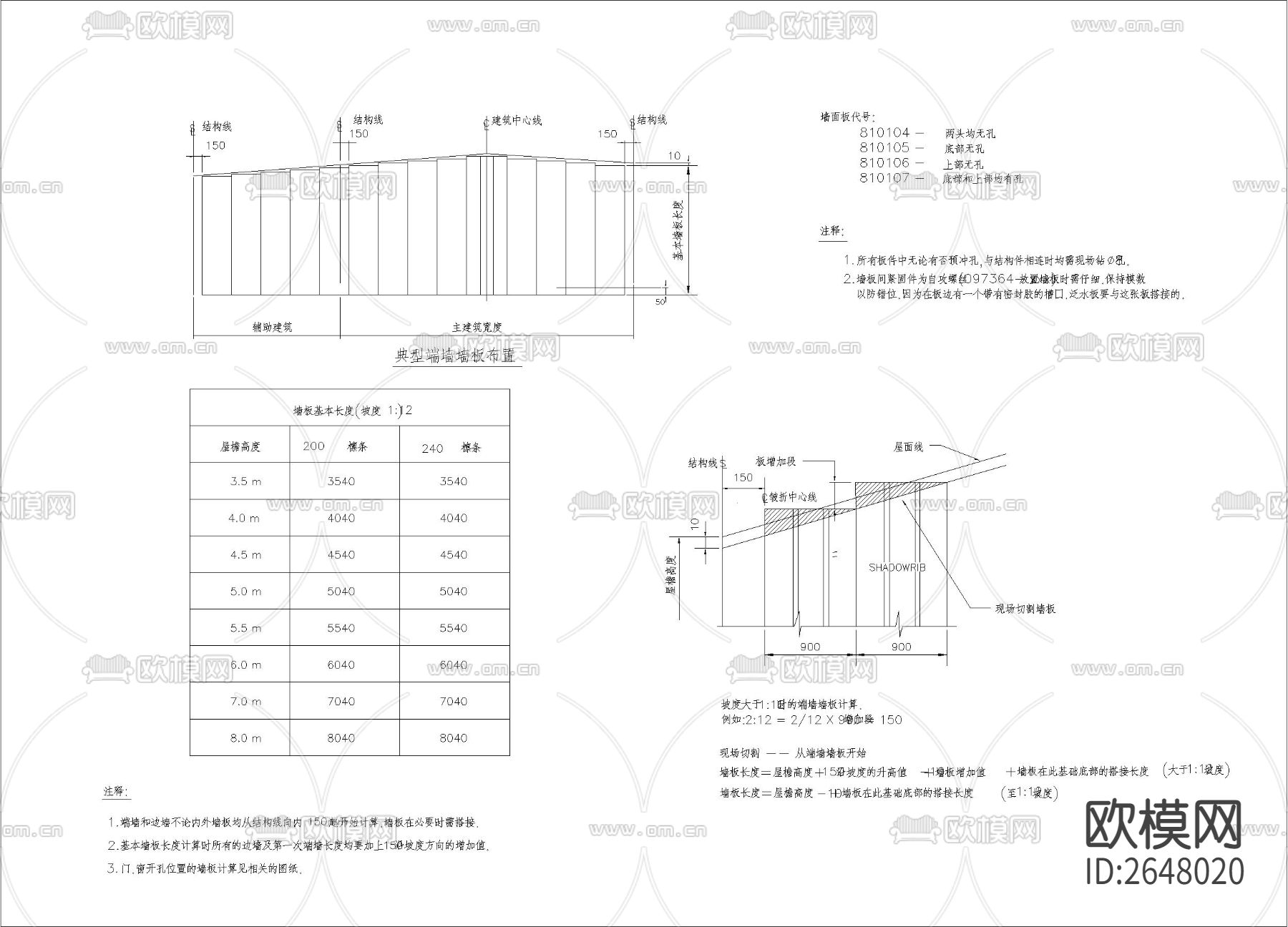 SHADOWRIB型墙面板CAD施工图-免费3dmax模型库-欧模网