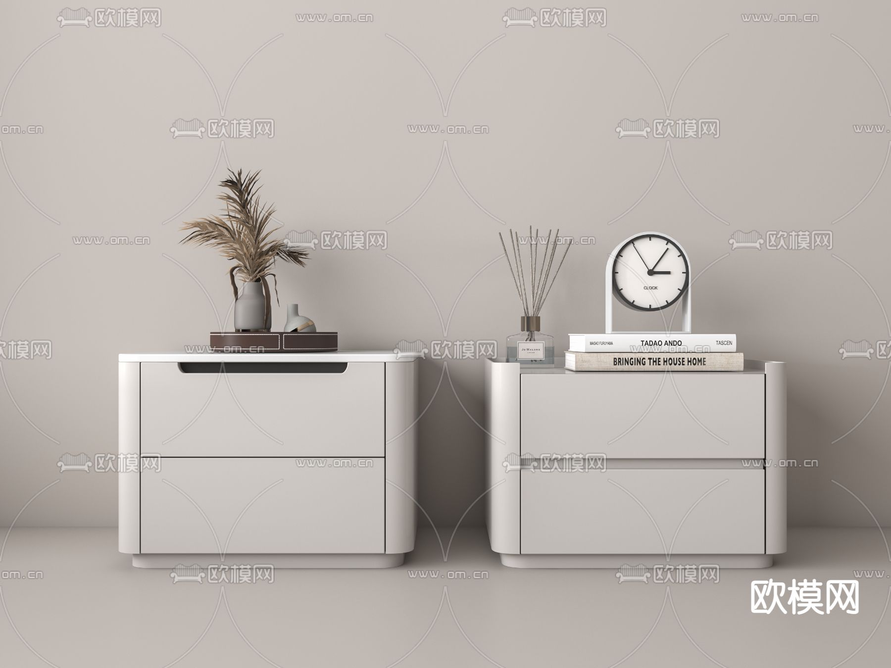 现代床头柜su模型下载_ID14101119_sketchup模型下载-欧模网