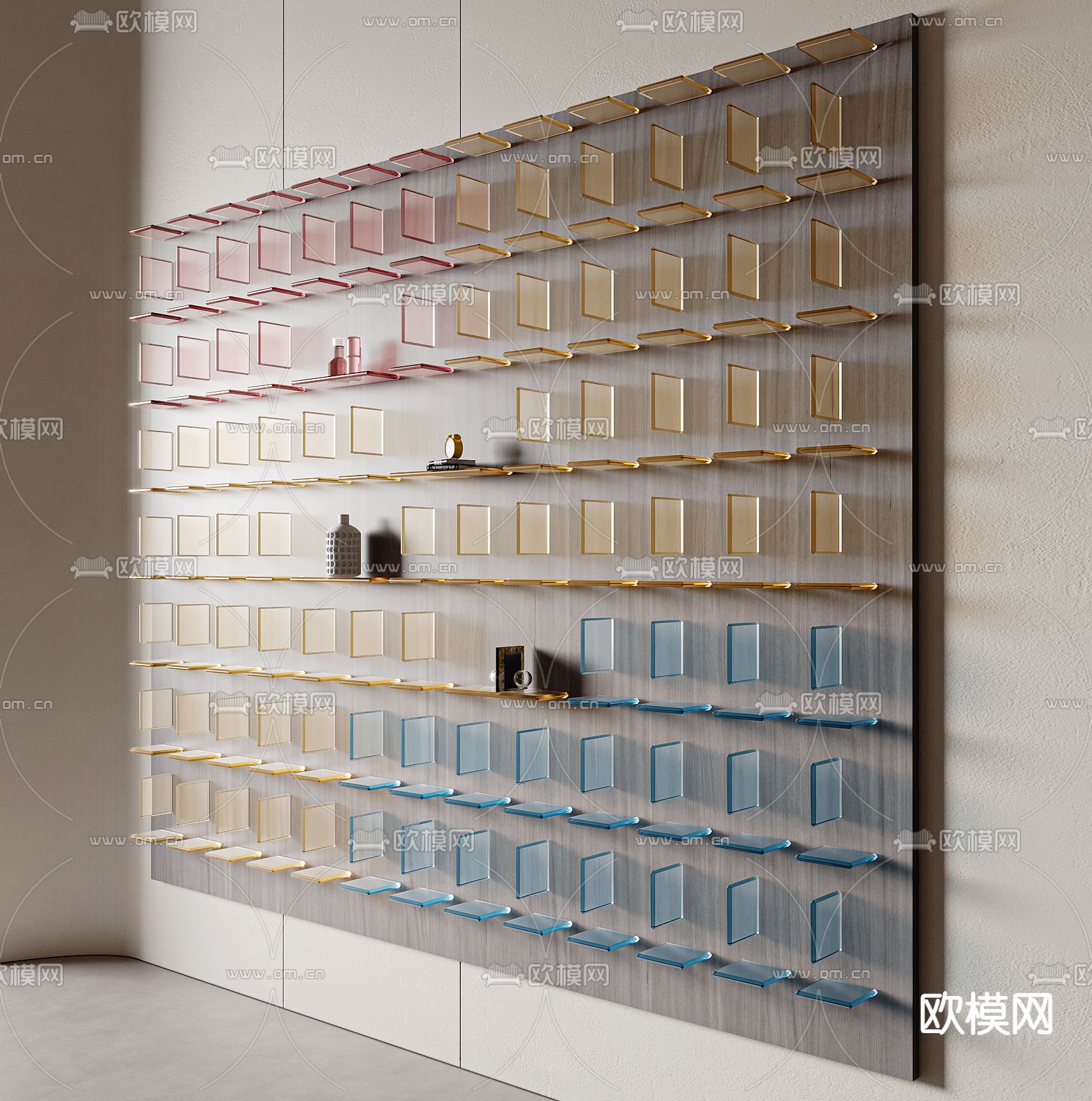 亚克力装饰架 置物架3d模型下载_ID14111923_3dmax免费模型-欧模网