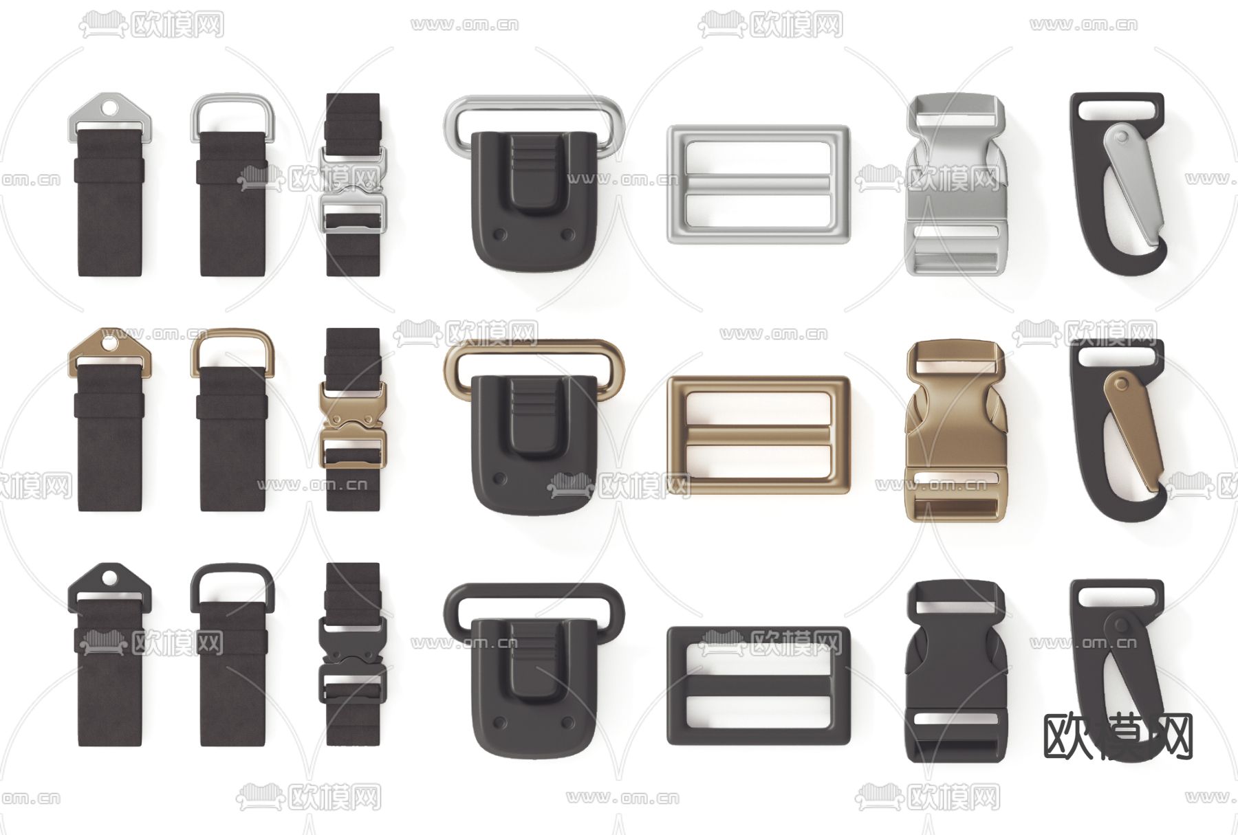 钥匙扣 龙虾扣 背包插扣3d模型下载_ID14117352_3dmax免费模型-欧模网