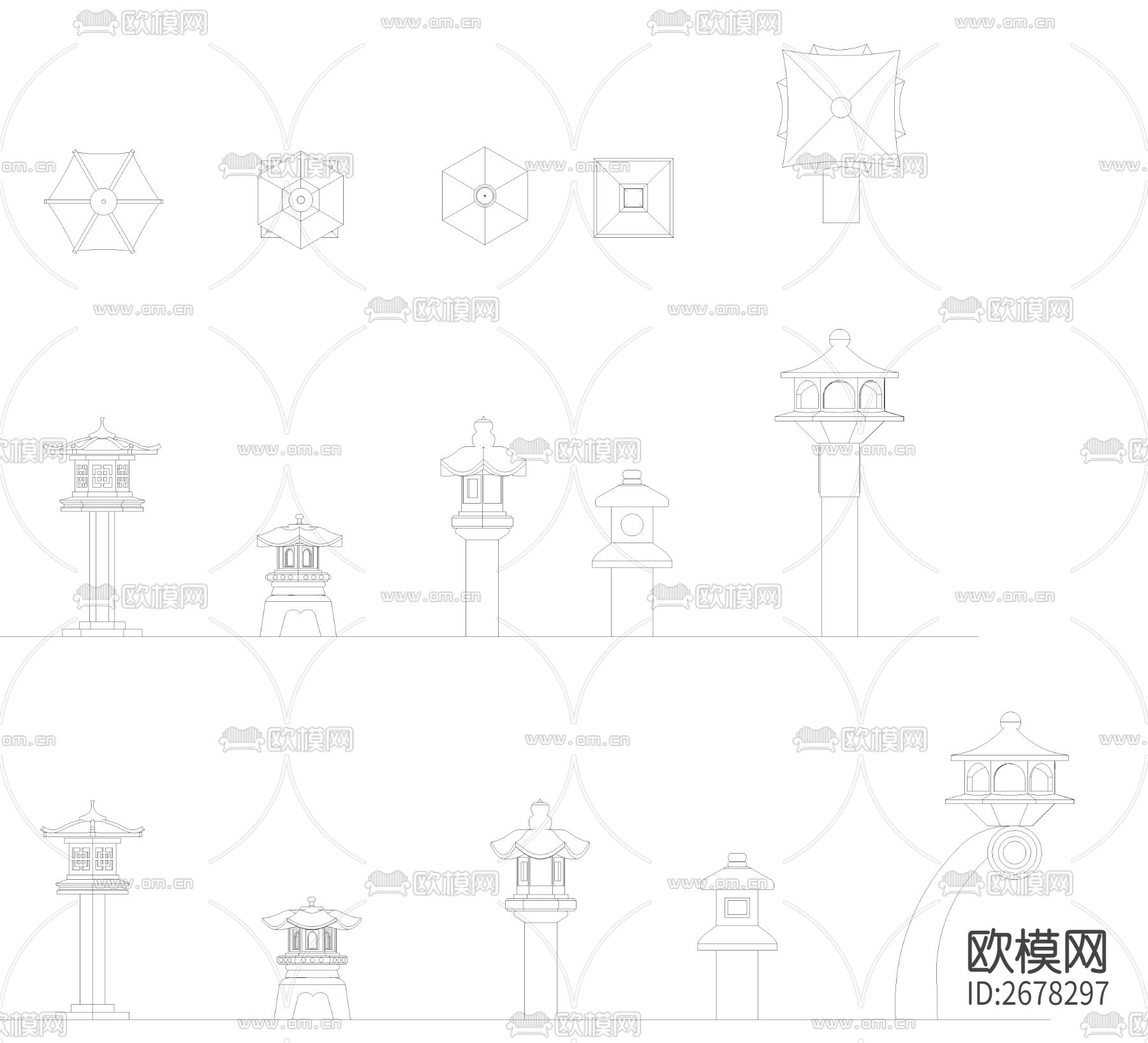 日式灯具CAD图库-免费3dmax模型库-欧模网
