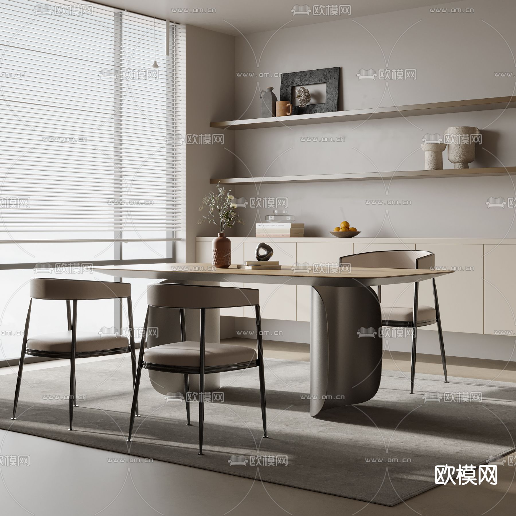 现代餐桌椅su模型下载_ID14122062_sketchup模型下载-欧模网