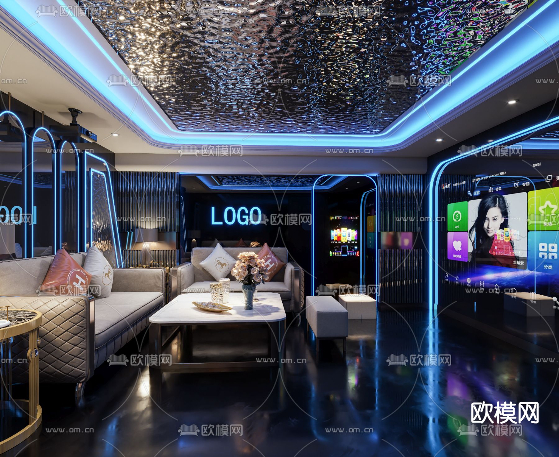 KTV包厢 夜总会3d模型下载_ID14137384_3dmax免费模型-欧模网