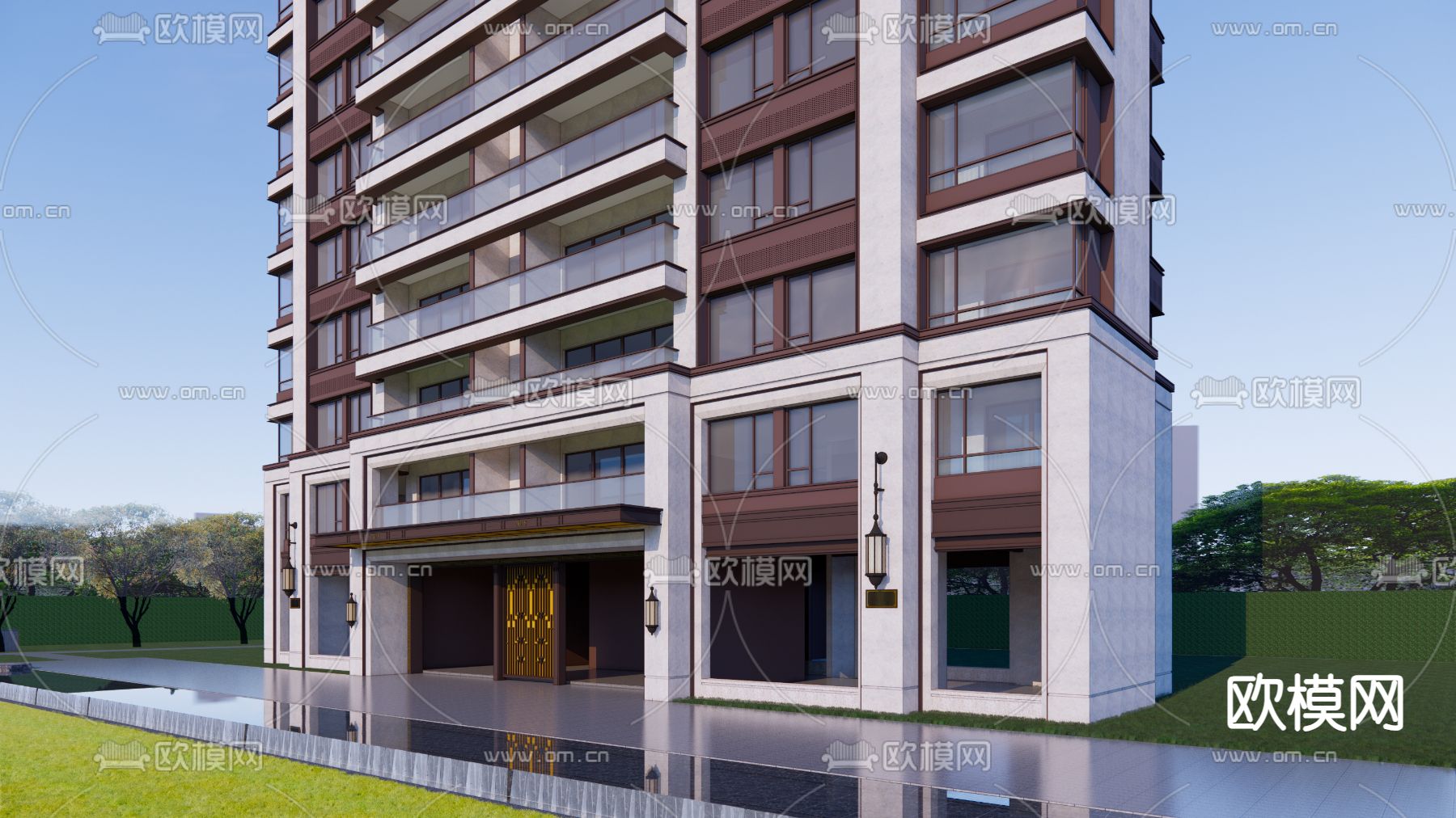 高层住宅楼 外观su模型下载_ID14143770_sketchup模型下载-欧模网