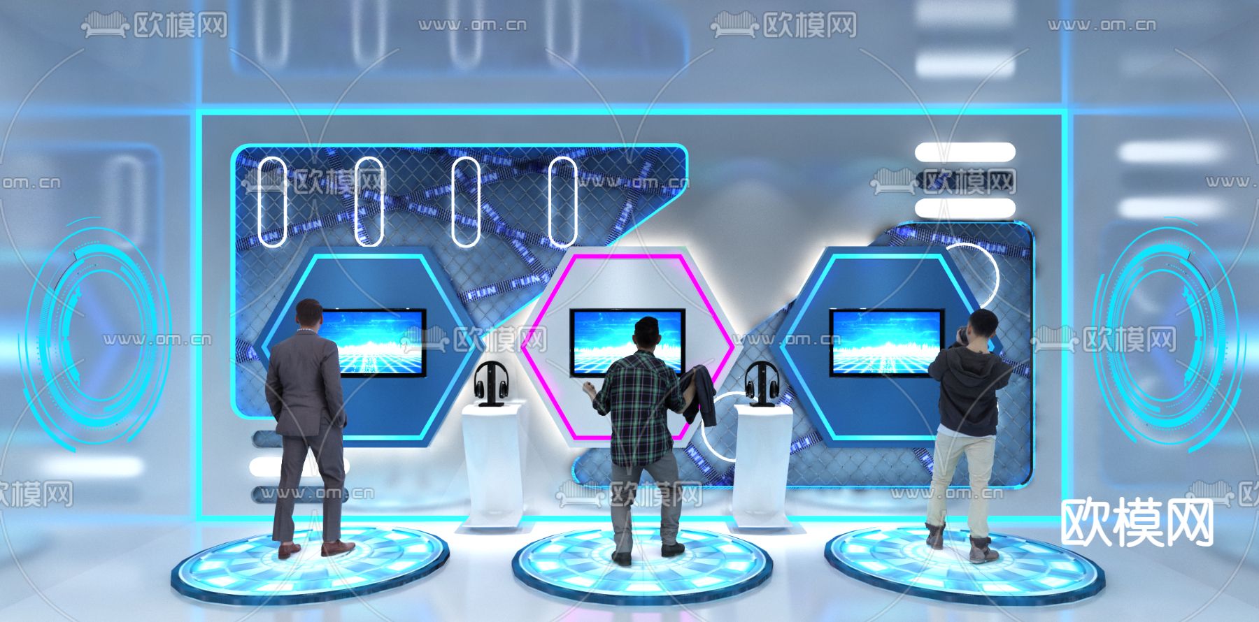 VR展厅 科技体验馆su模型下载_ID14144763_sketchup模型下载-欧模网