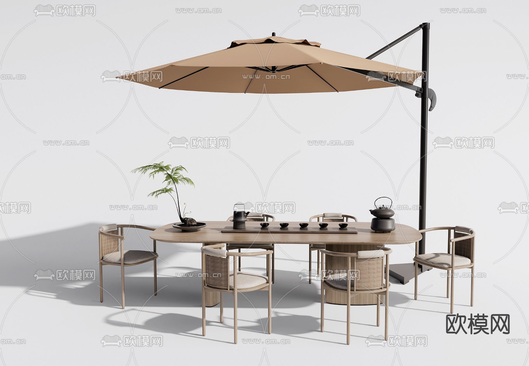 新中式户外休闲桌椅su模型下载_ID14152563_sketchup模型下载-欧模网