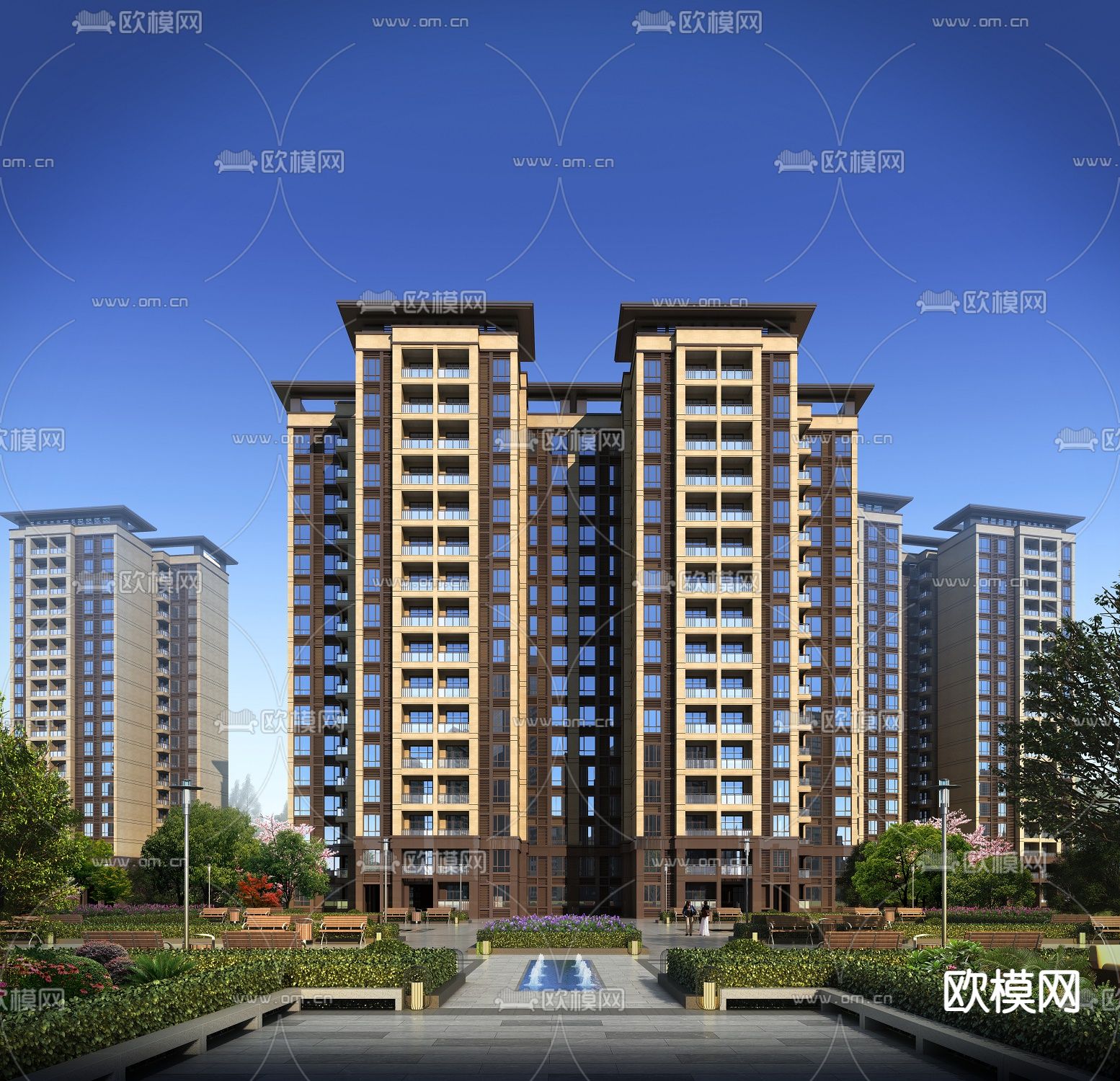 高层住宅外观3d模型下载_ID14166042_3dmax免费模型-欧模网