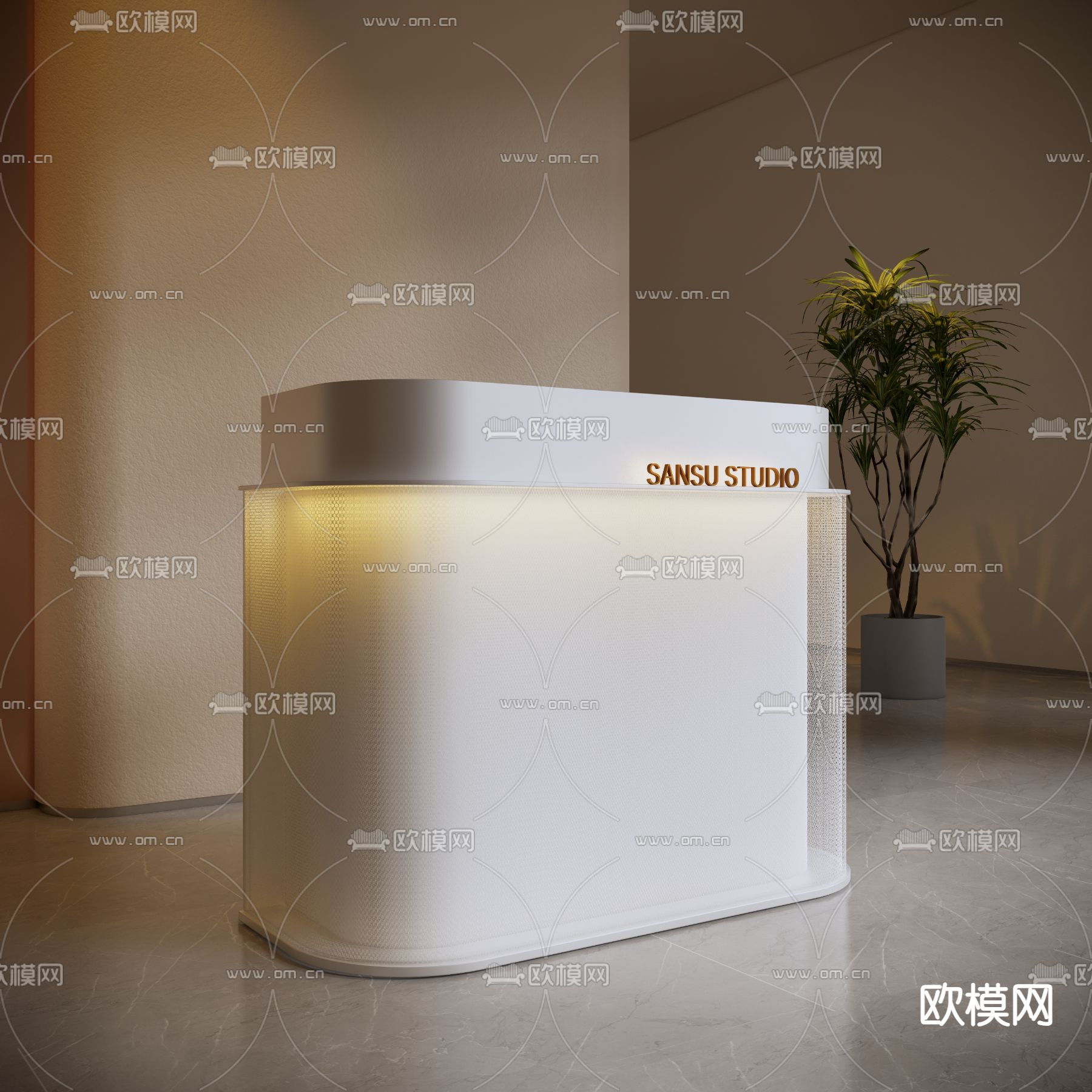 极简前台 接待台su模型下载_ID14175608_sketchup模型下载-欧模网