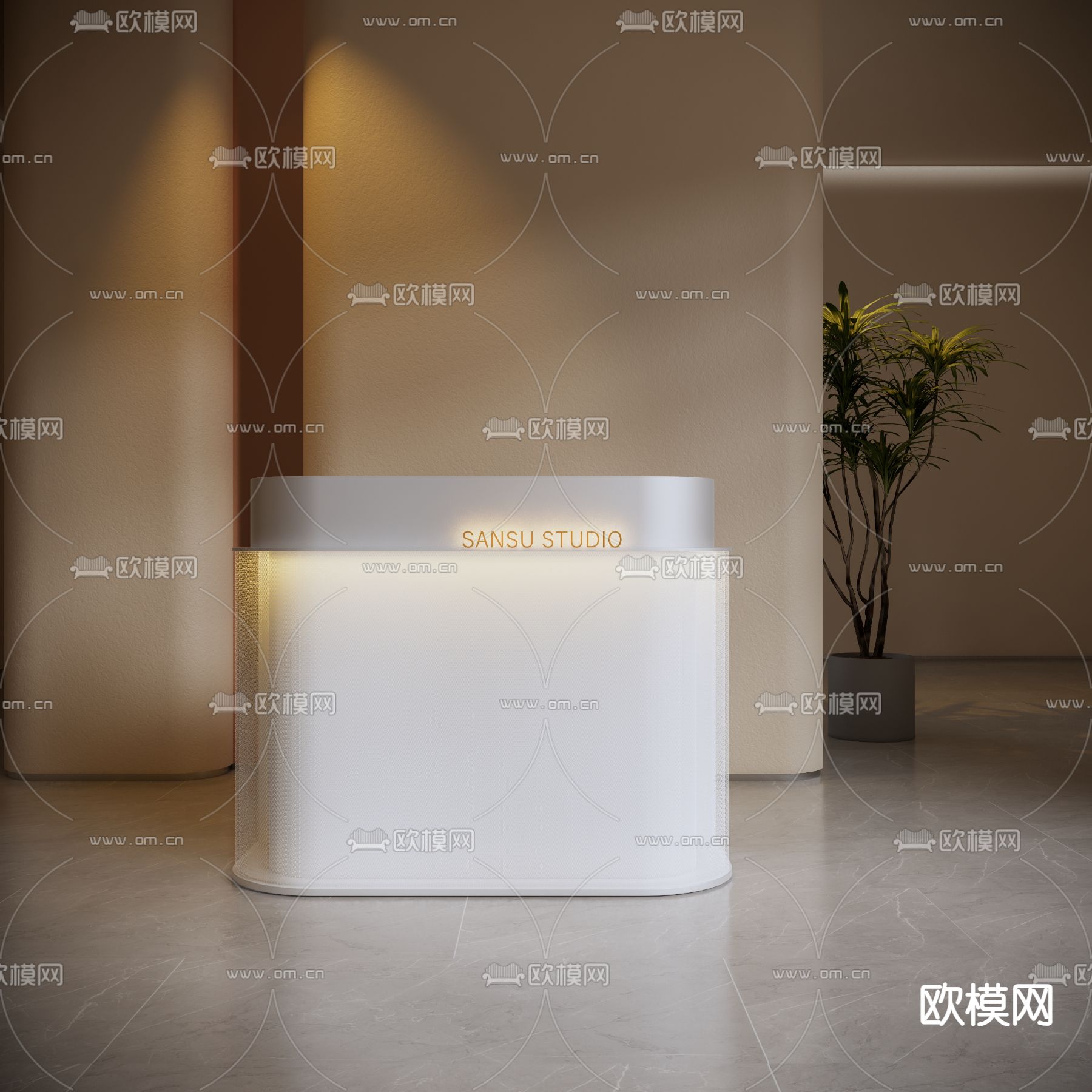 极简前台 接待台su模型下载_ID14175608_sketchup模型下载-欧模网