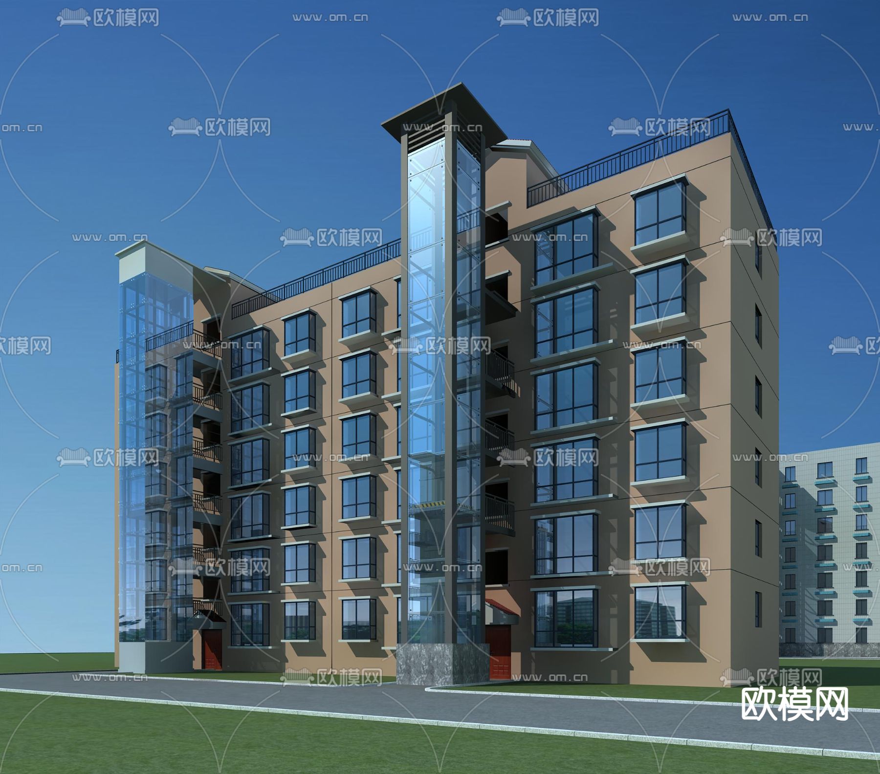 现代室外电梯su模型下载_ID14179943_sketchup模型下载-欧模网