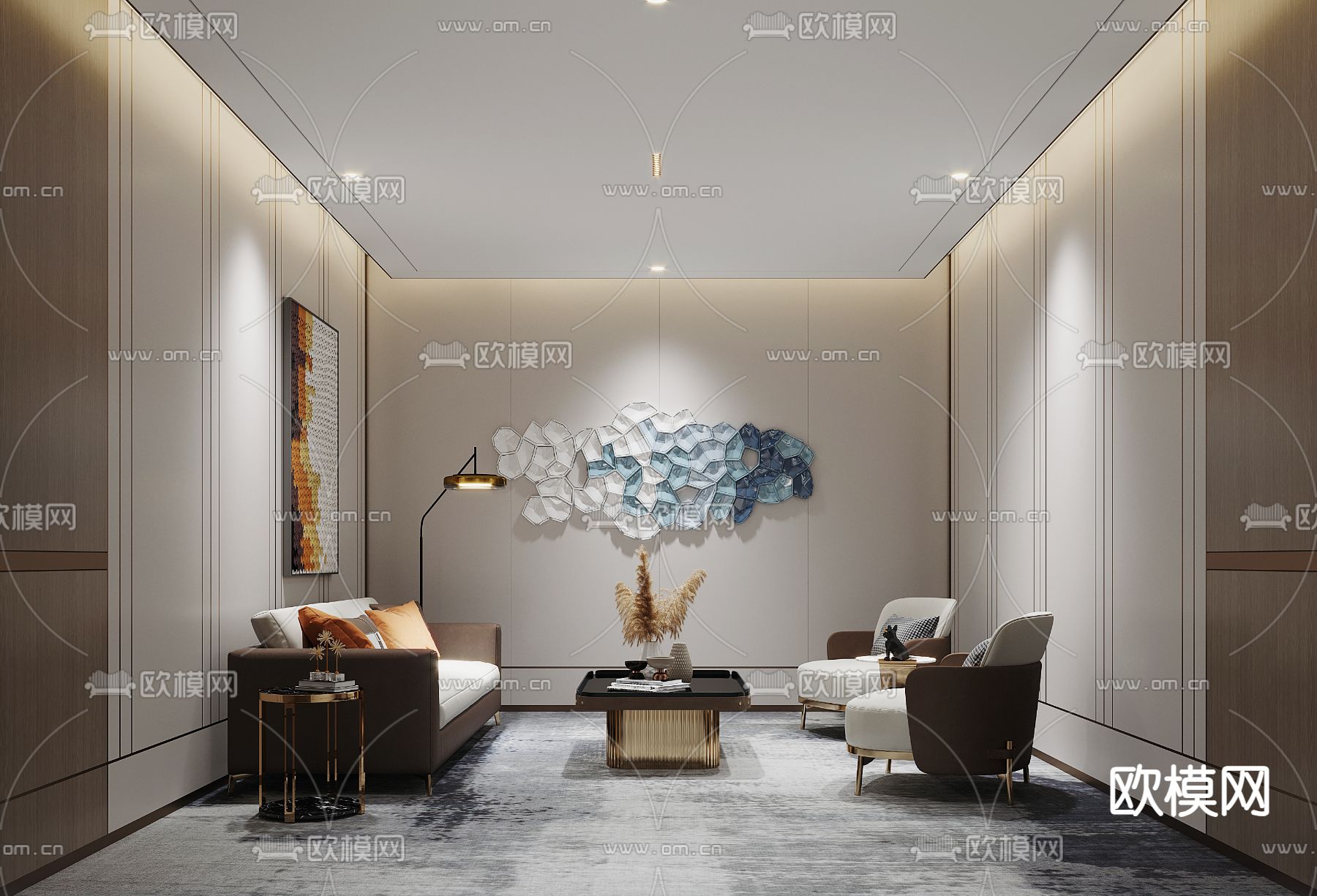 现代会客厅 接待室su模型下载_ID14213456_sketchup模型下载-欧模网