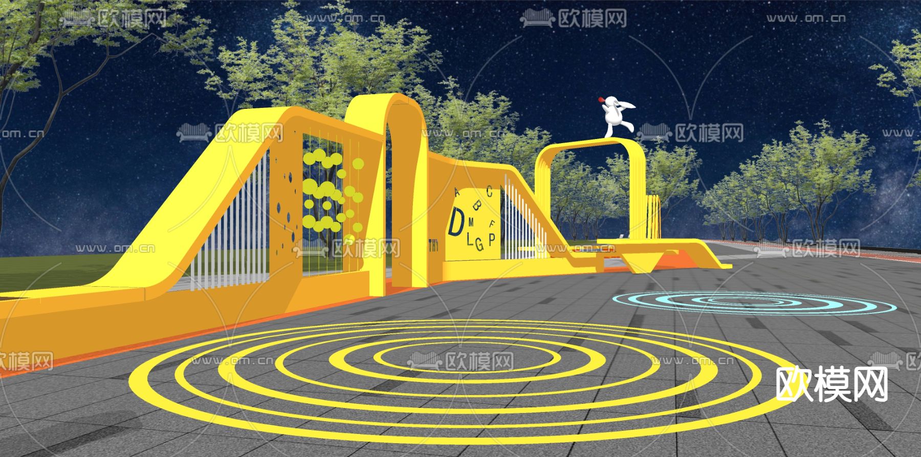 景观座椅 景观长廊su模型下载_ID14219162_sketchup模型下载-欧模网