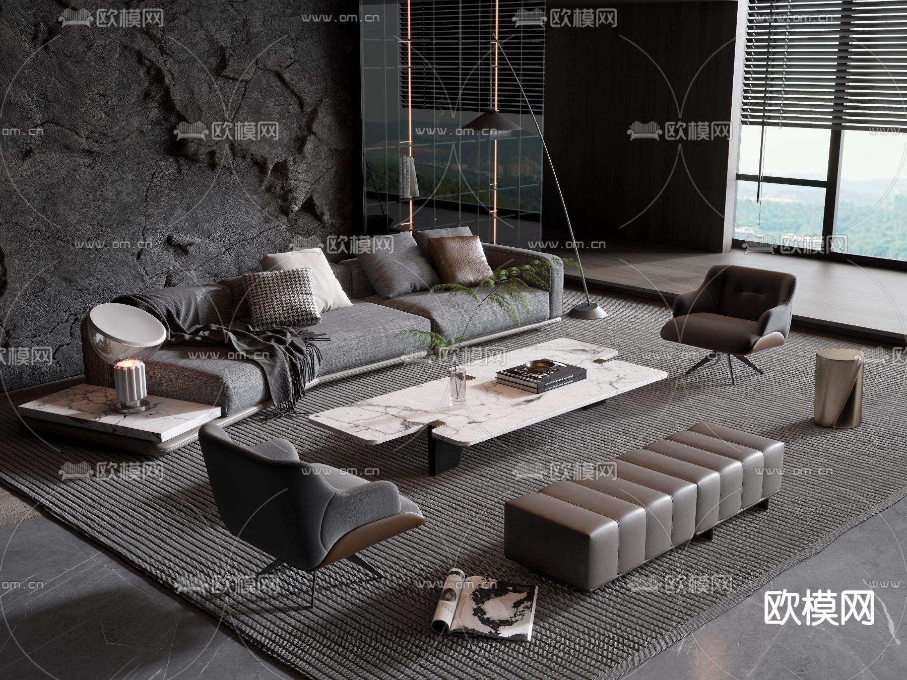 Minotti 组合沙发su模型下载_ID14224056_sketchup模型下载-欧模网