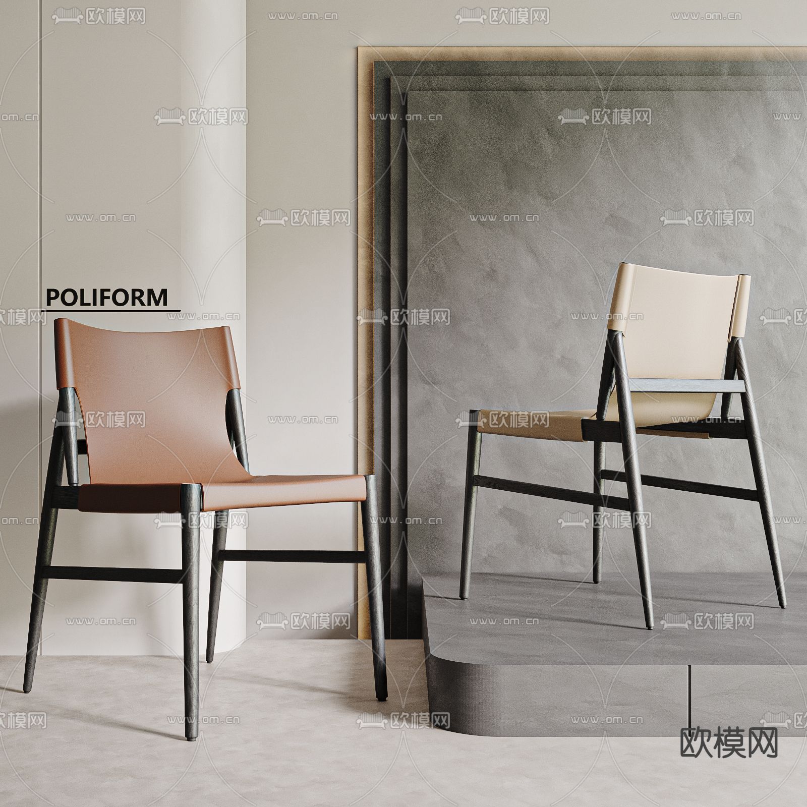 POLIFORM椅子 餐椅3d模型下载_ID14243172_3dmax免费模型-欧模网