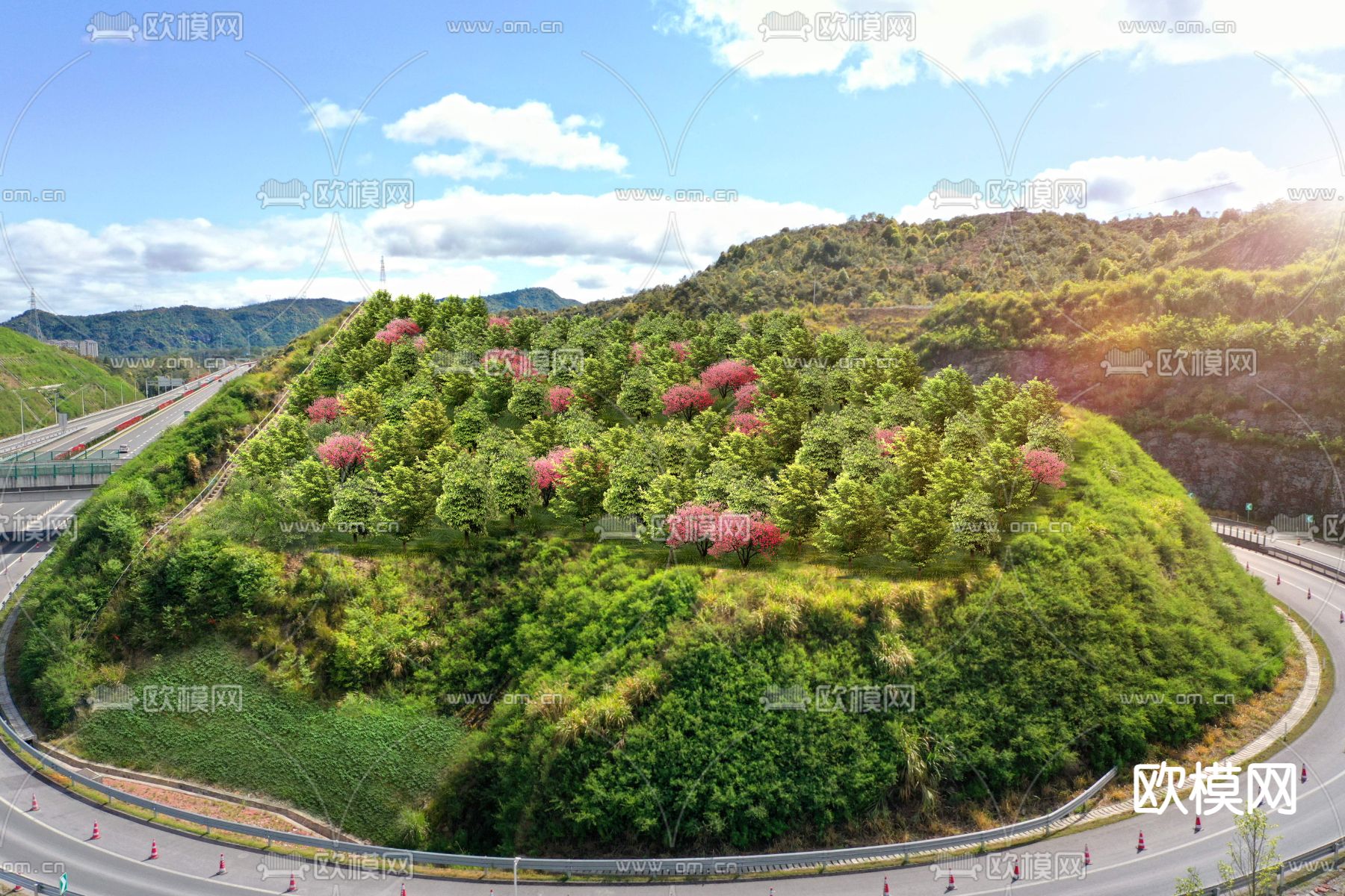 山坡 山体挡墙 植被psd下载_ID14242536_3dmax免费模型-欧模网