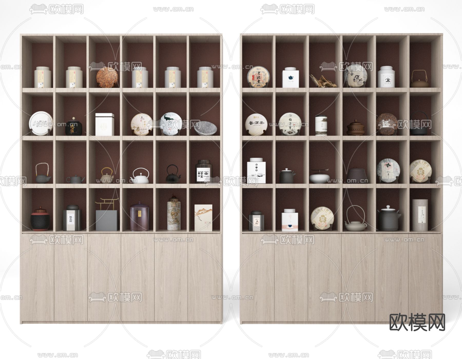 新中式装饰柜 茶柜 陈列柜3d模型下载_ID14243436_3dmax免费模型-欧模网