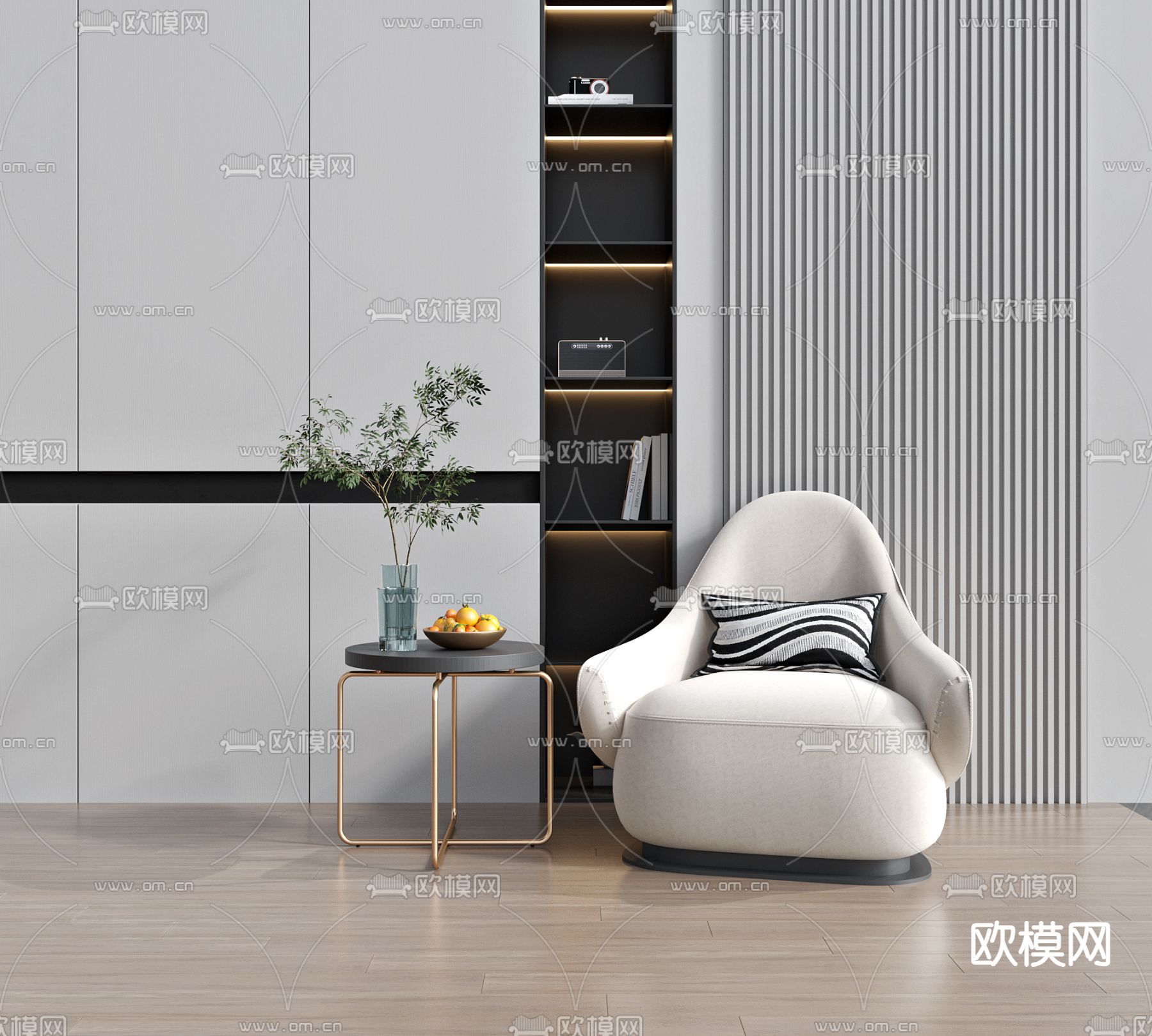 现代单人沙发3d模型下载_ID14253327_3dmax免费模型-欧模网