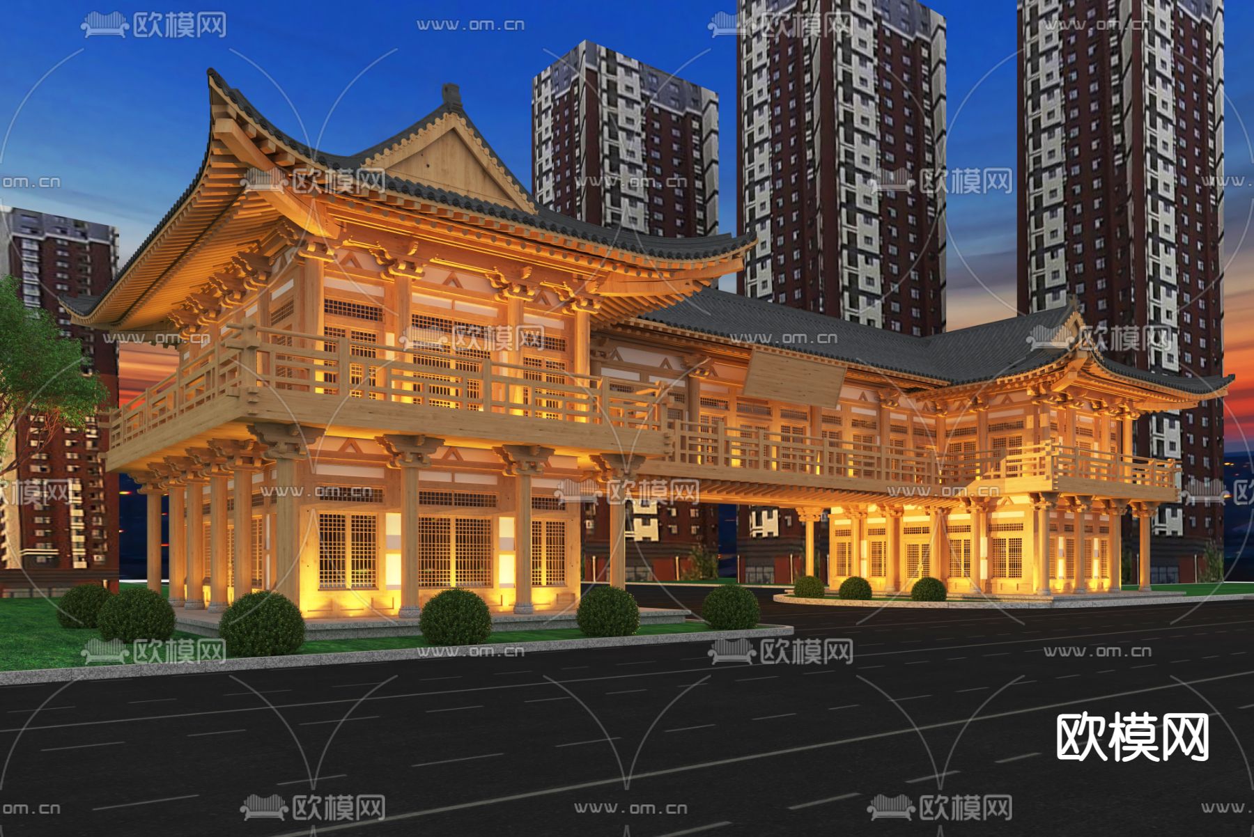 中式古建 门楼3d模型下载_ID14262825_3dmax免费模型-欧模网