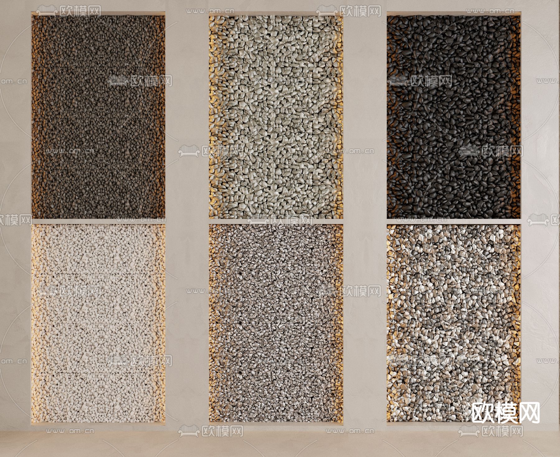 现代鹅卵石 庭院碎石 汀步su模型下载_ID14348856_sketchup模型下载-欧模网