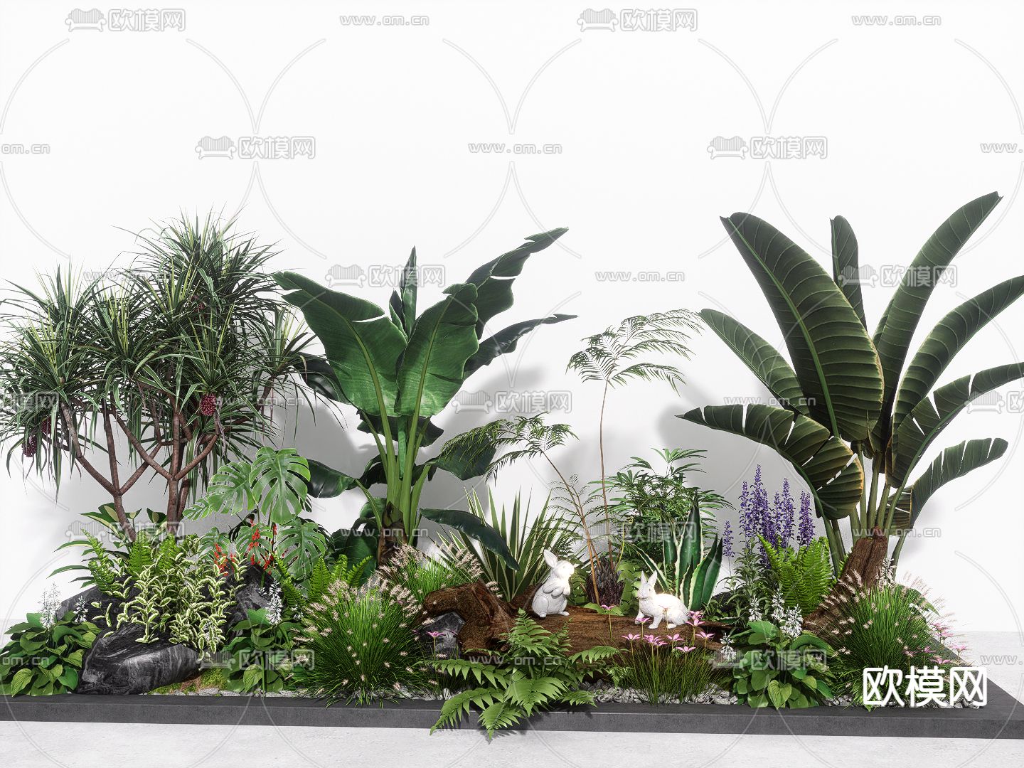 绿植堆 花草花境su模型下载_ID15022776_sketchup模型下载-欧模网