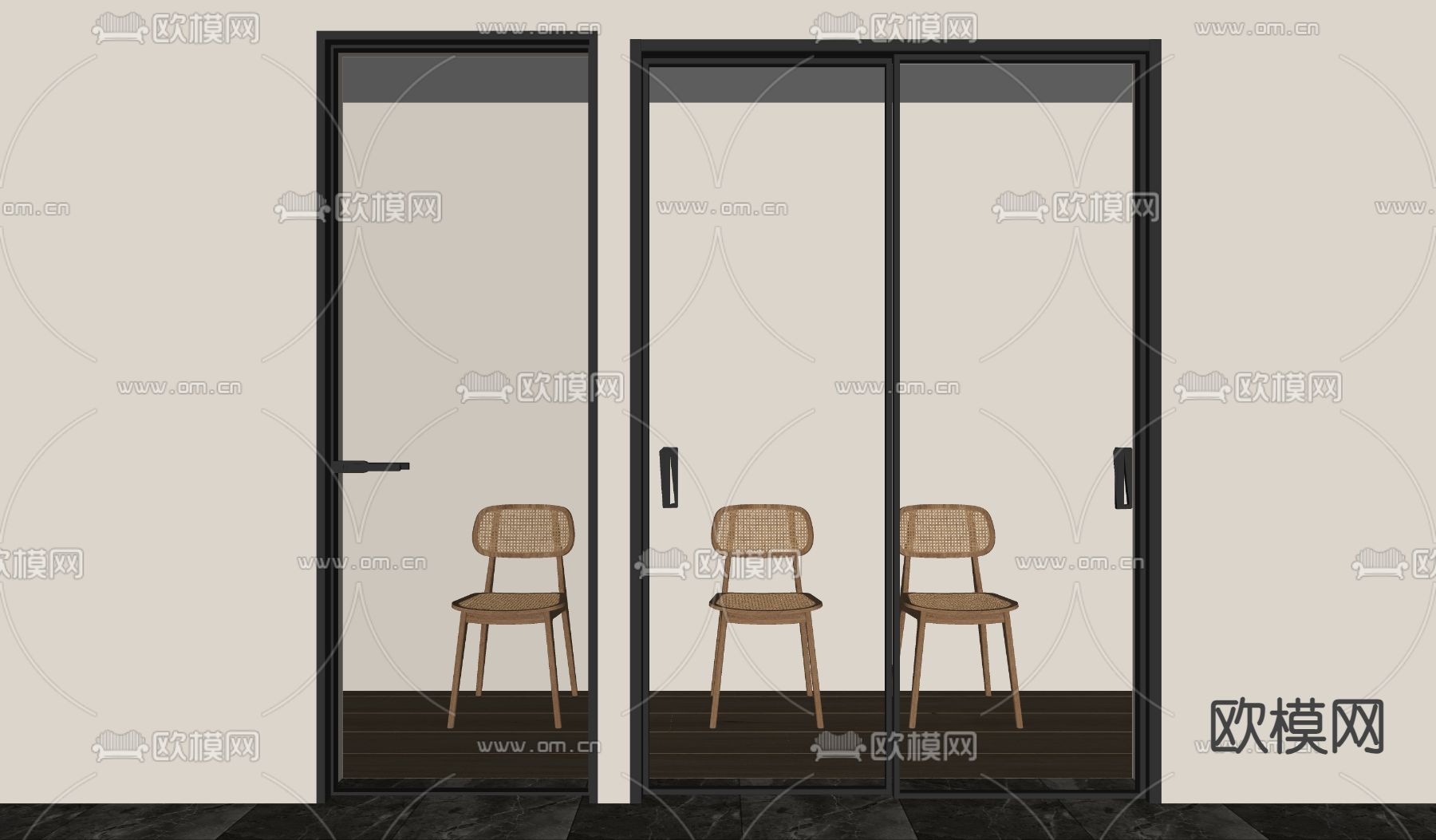 长虹门 玻璃移门 推拉门su模型下载_ID15030606_sketchup模型下载-欧模网