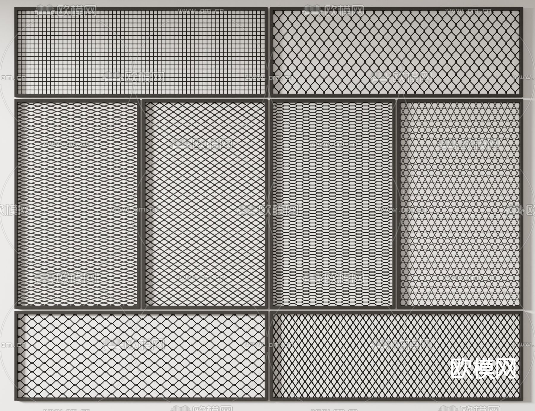 现代铁丝网 护栏 围栏 栅栏 铁艺网su模型下载_ID15036069_sketchup模型下载-欧模网