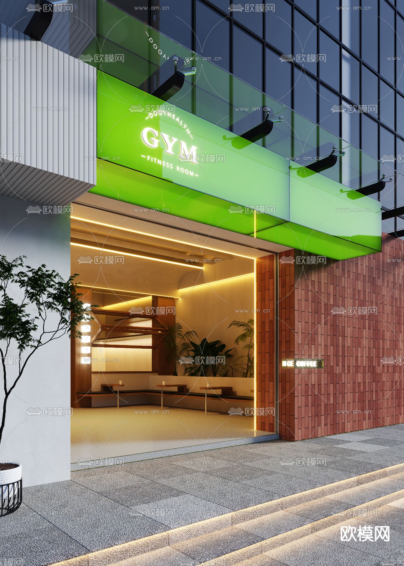 商铺门头 店面3d模型下载_ID15049202_3dmax免费模型-欧模网