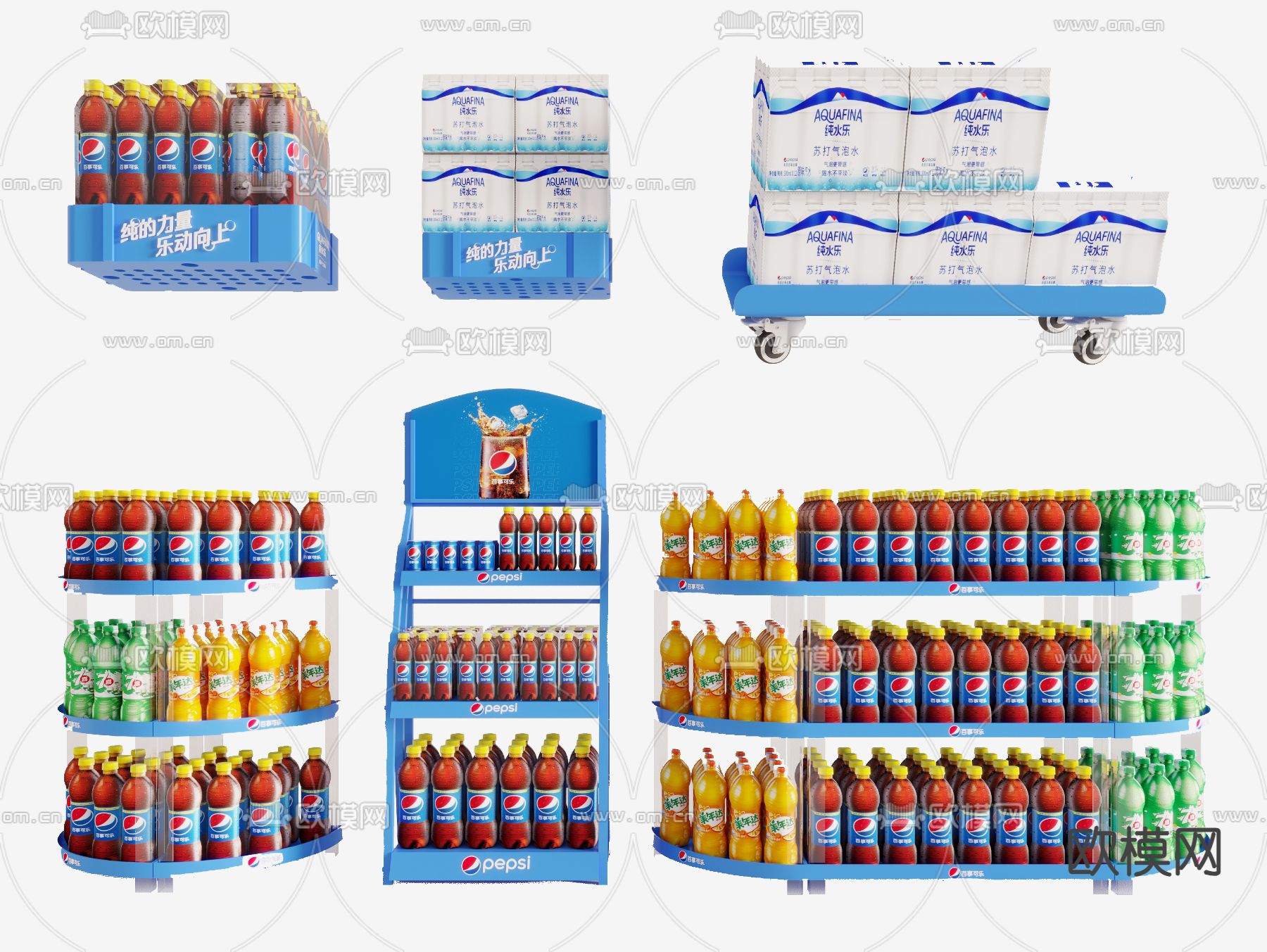 饮料展柜 超市货架3d模型下载_ID15049736_3dmax免费模型-欧模网