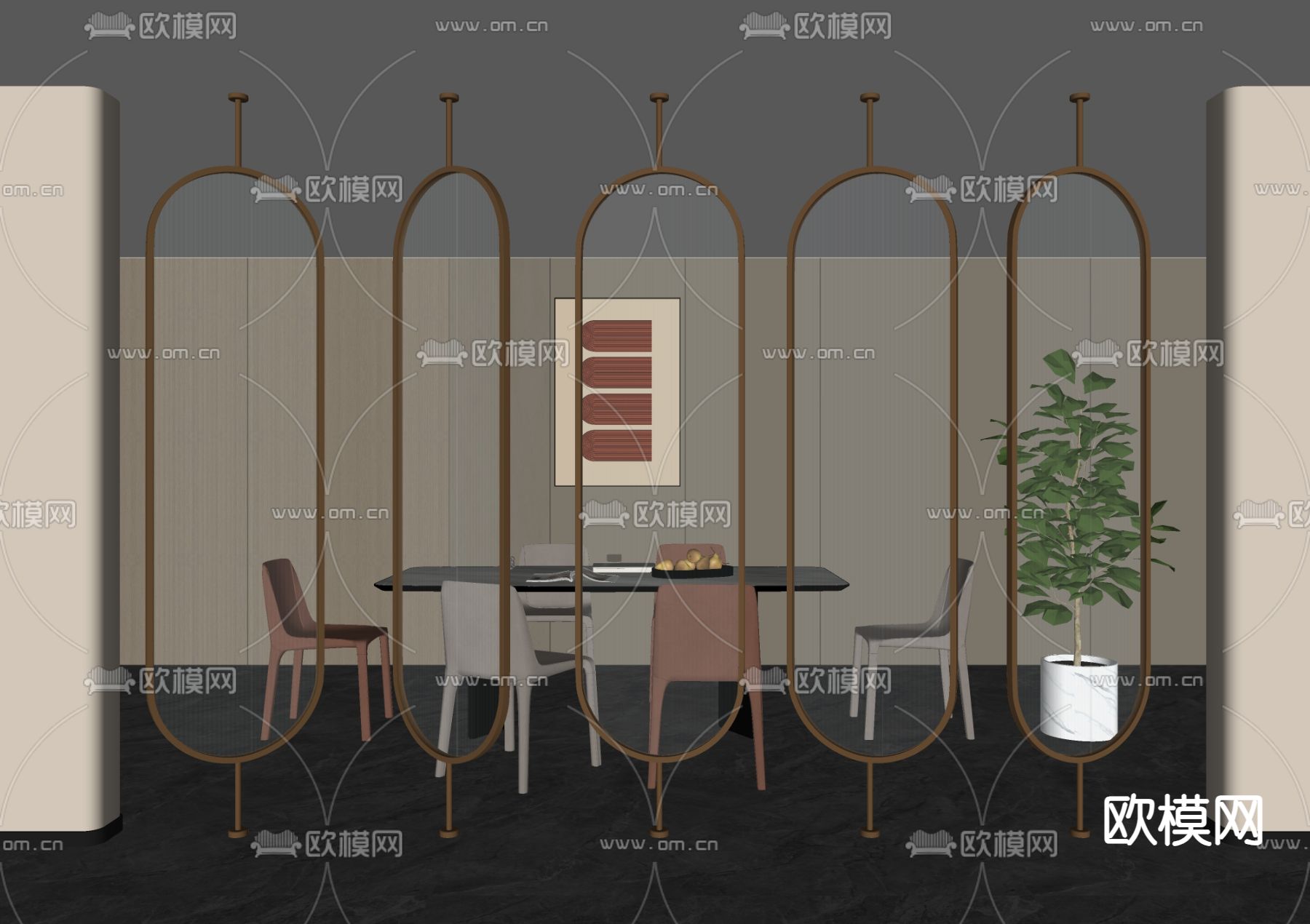 现代玻璃屏风 隔断su模型下载_ID15055641_sketchup模型下载-欧模网