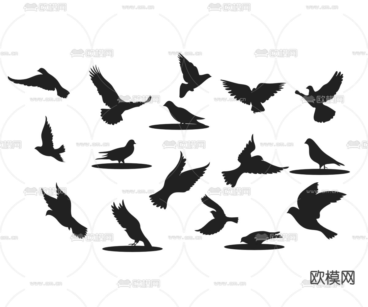 鸟剪影 鸽子 剪纸 墙饰su模型下载_ID15077353_sketchup模型下载-欧模网