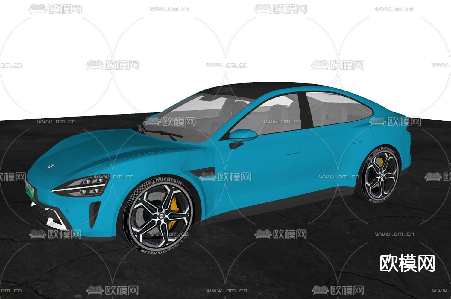小米汽车SU7蓝色su模型下载_ID15174117_sketchup模型下载-欧模网