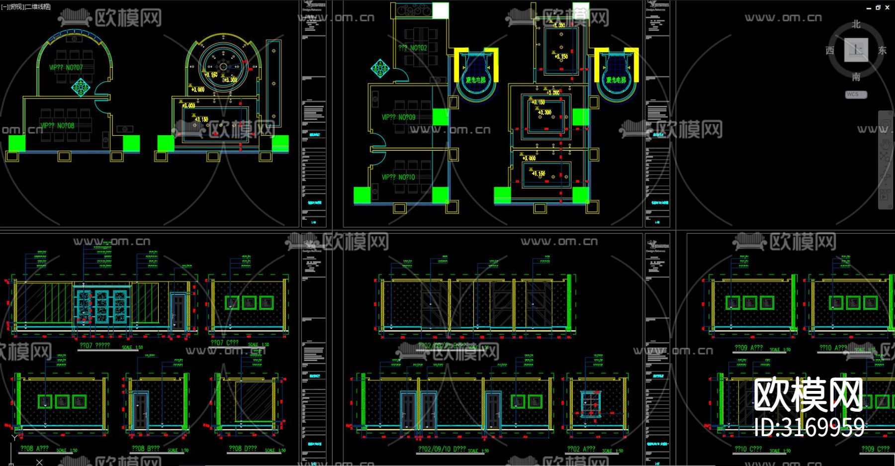 包厢 KTV包间cad施工图-免费3dmax模型库-欧模网