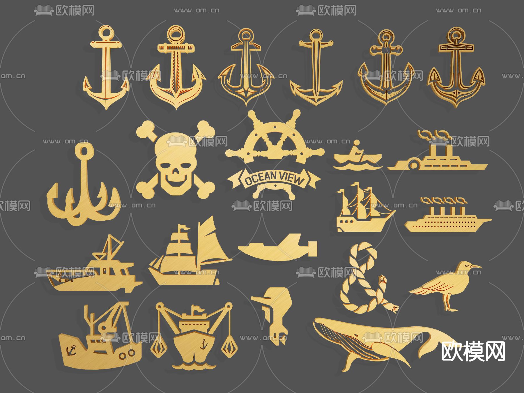 帆船海洋图标3d模型下载_ID15199563_3dmax免费模型-欧模网