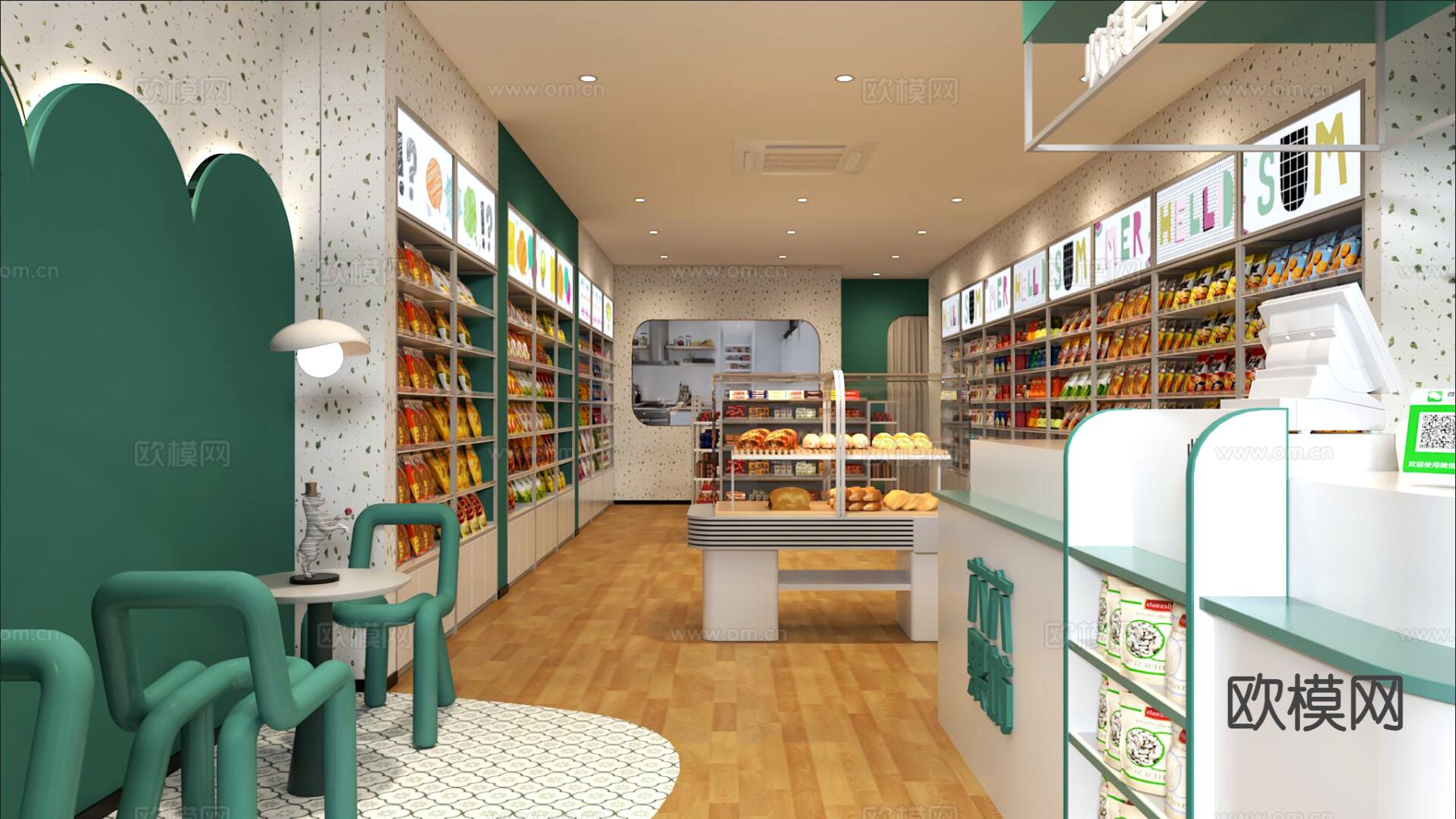 现代面包店 零食店3d模型下载_ID15571140_3dmax免费模型-欧模网