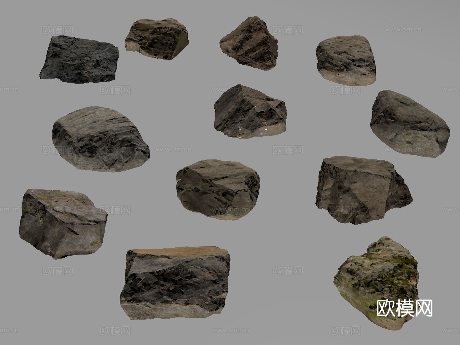 现代石头 石块 岩石 景观石su模型下载_ID16240221_sketchup模型下载-欧模网