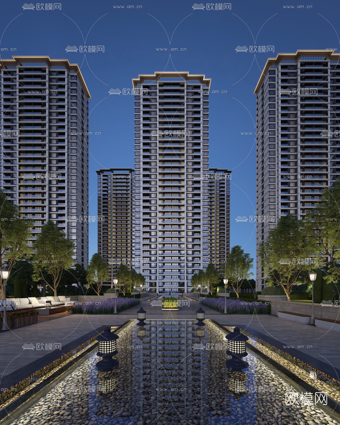 现代高层住宅建筑外观3d模型下载_ID10314405_3dmax免费模型-欧模网
